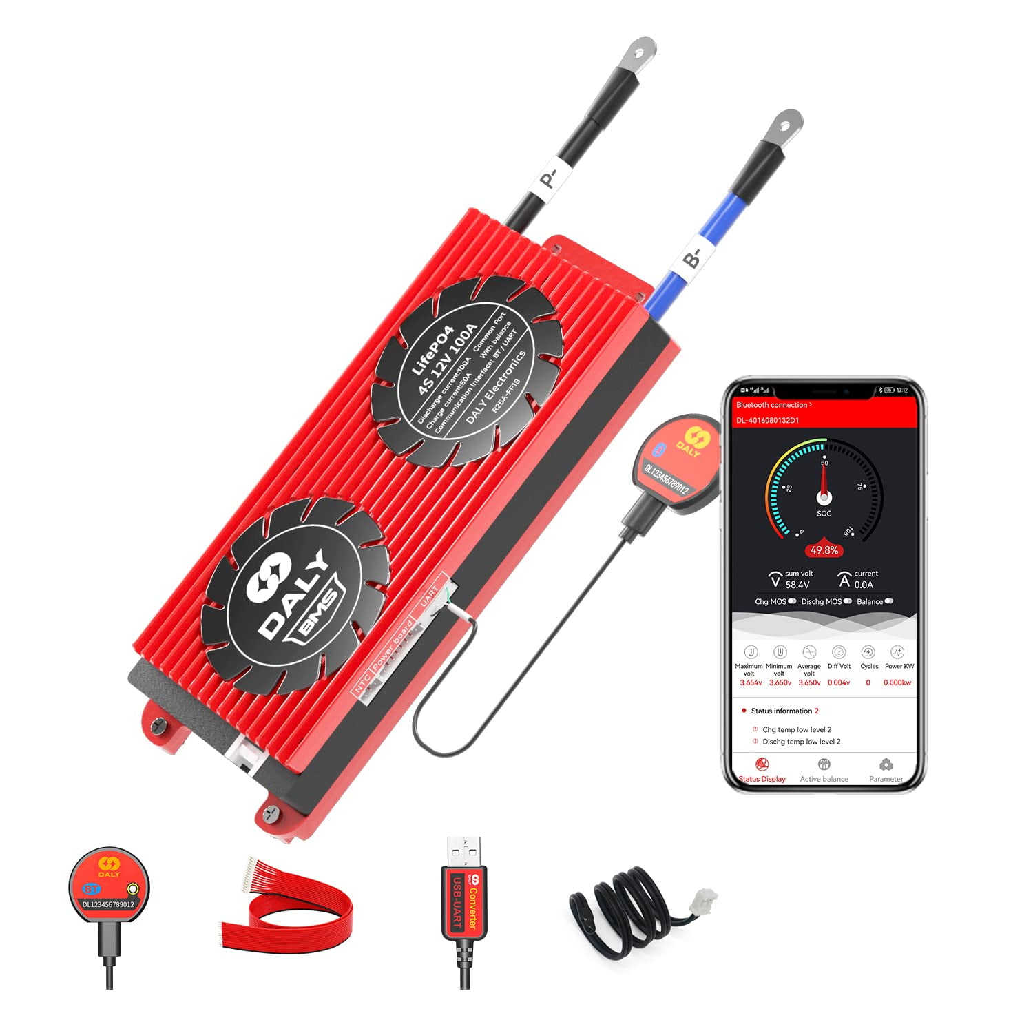 DALY Smart BMS 4S 12V 100A LiFePO4 PCB Protection Board with Balance ...