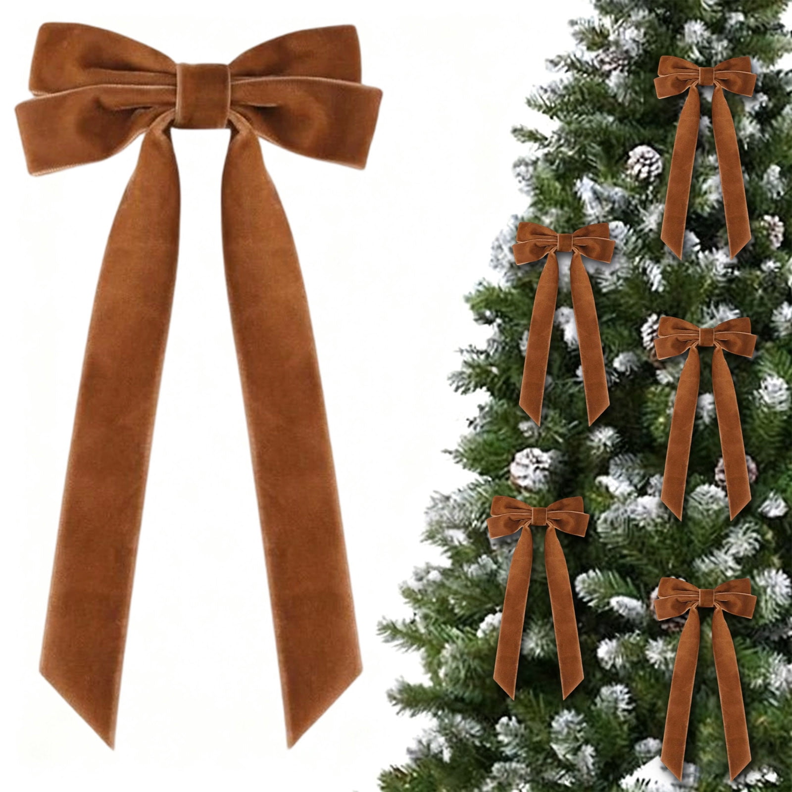 DAMAI 16 Pcs Velvet Christmas Tree Bows, 2025 New Velvet Christmas Tree ...