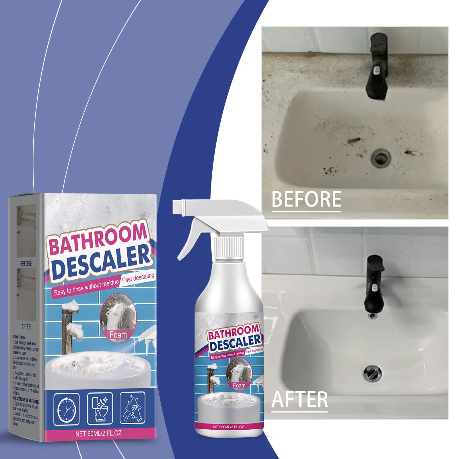 DAMAI 2025 New Upgrade 2.02 floz Bathroom Descaler,Bathroom Descaler ...