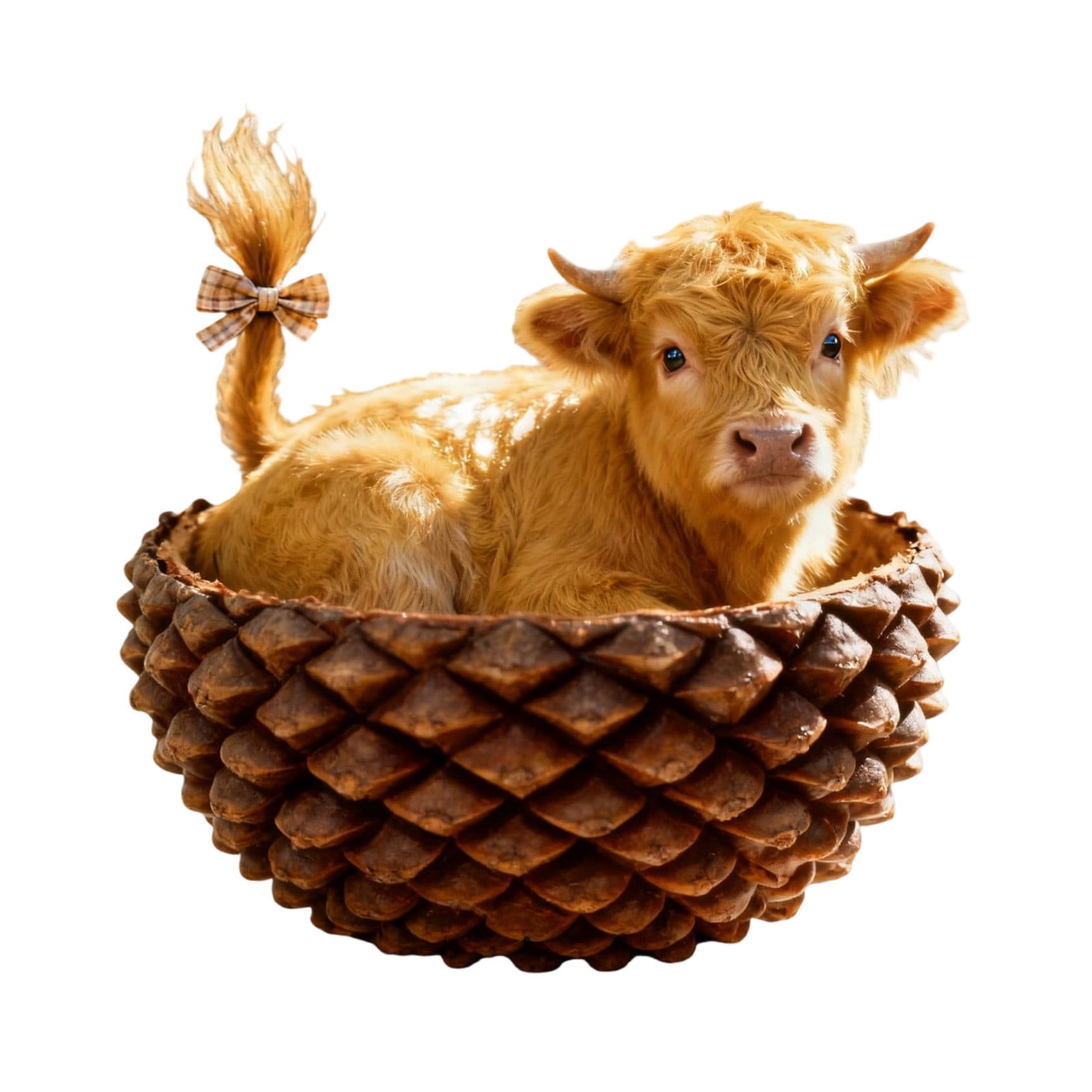 DAMAI 2026 Highland Cow Acorn Ornaments, 2D Acrylic Farm Hibernating ...