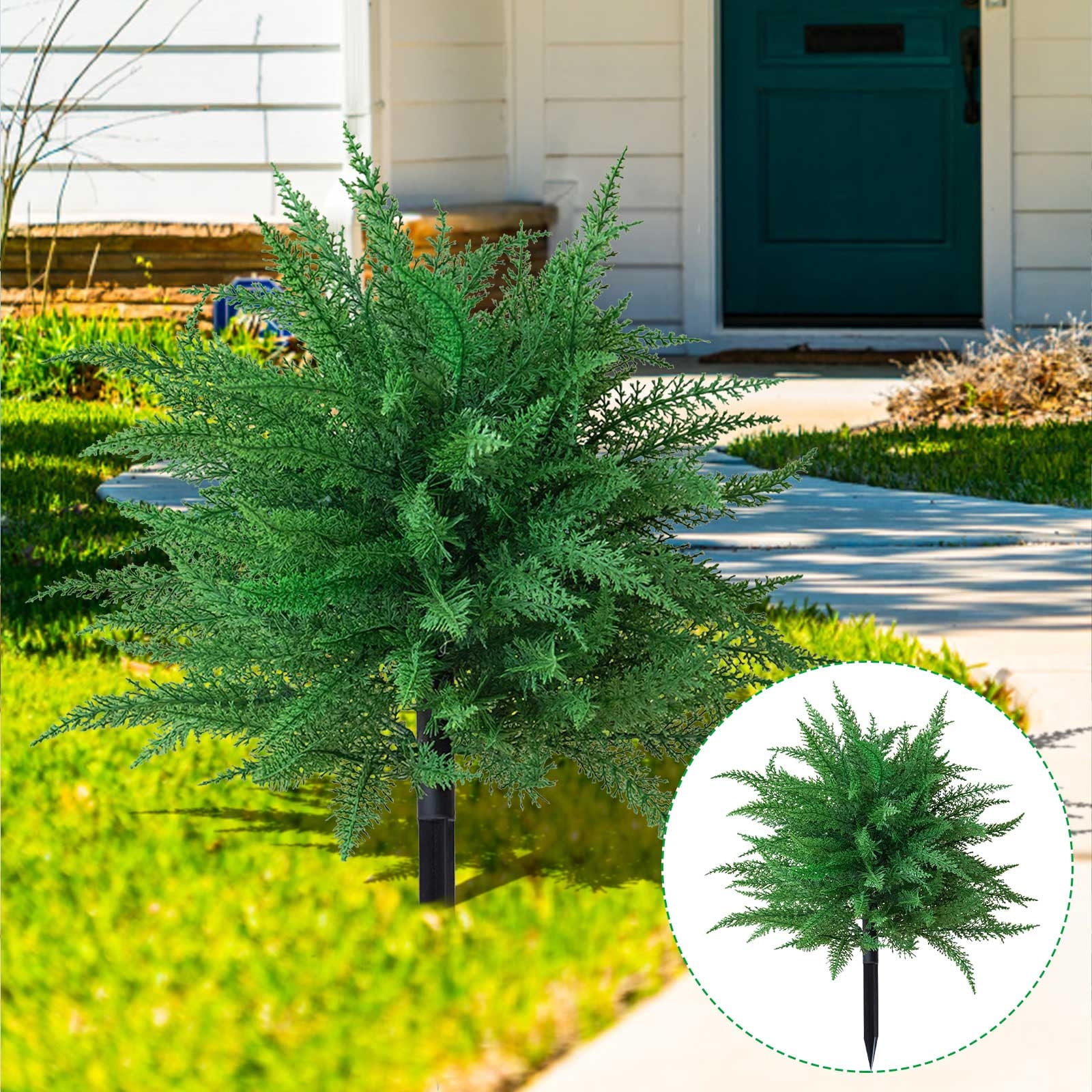 DAMAI 21" Artificial Cypress Topiary Tree with Ground Spike,Fake ...