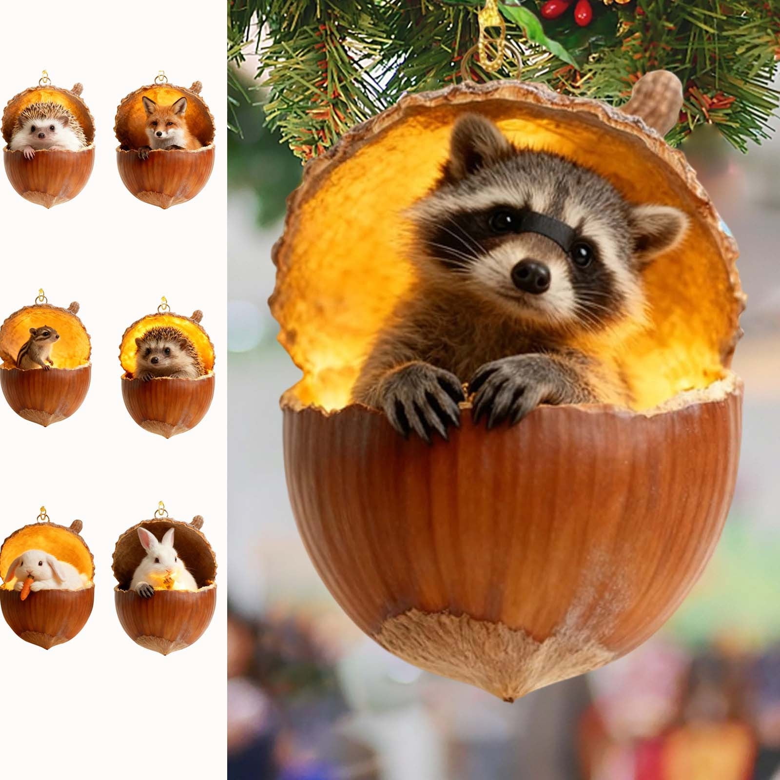 DAMAI 26 Pcs Forest Animal Acorn Ornaments - 2026 New Cozy Forest ...