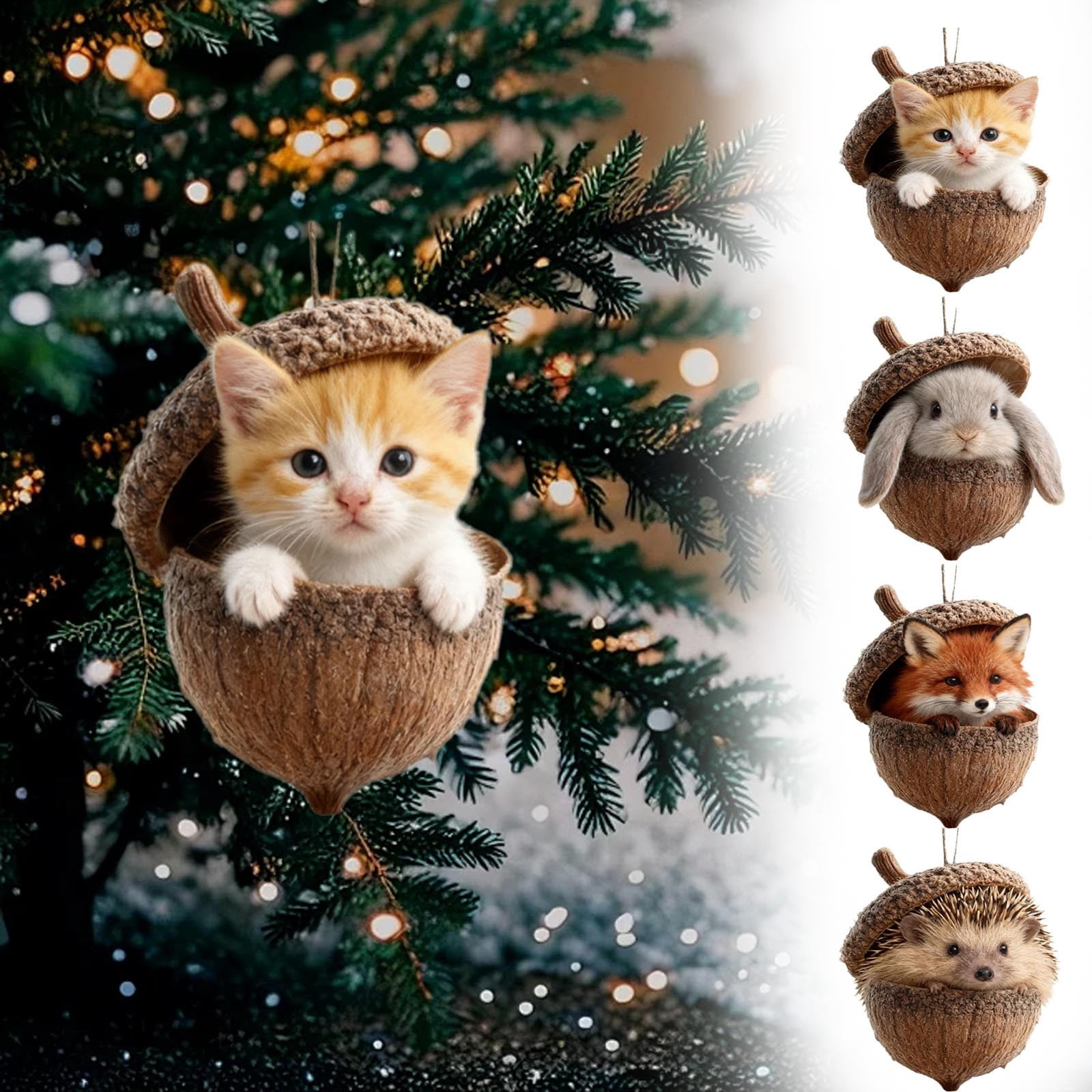 DAMAI 26 Pcs Forest Animal Acorn Ornaments - 2026 New Cozy Forest ...
