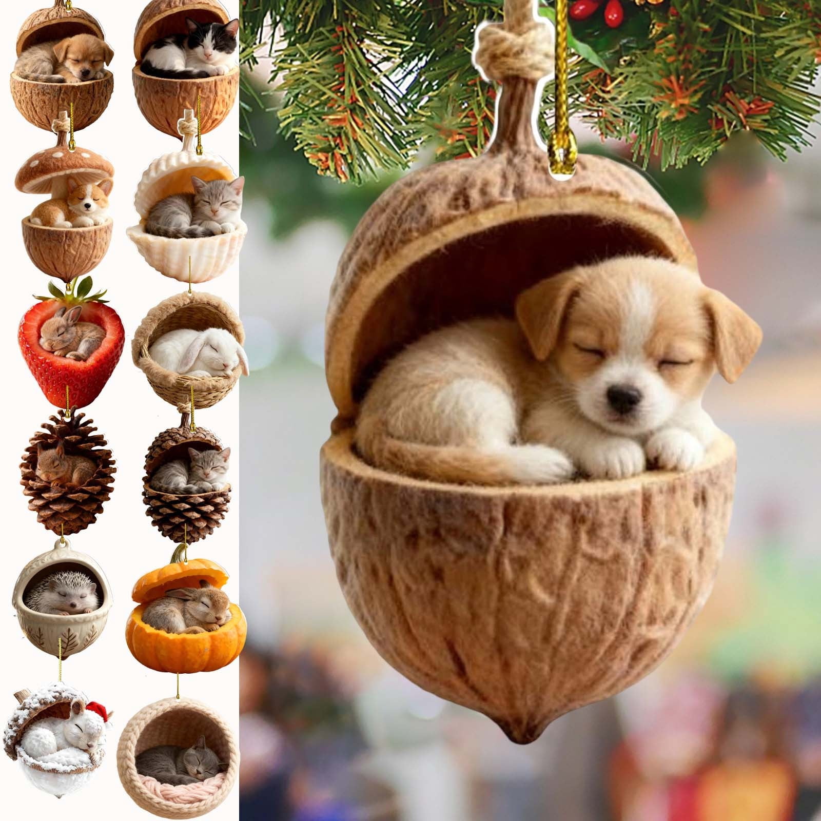 DAMAI 26 Pcs Forest Animal Acorn Ornaments - 2026 New Cozy Forest ...