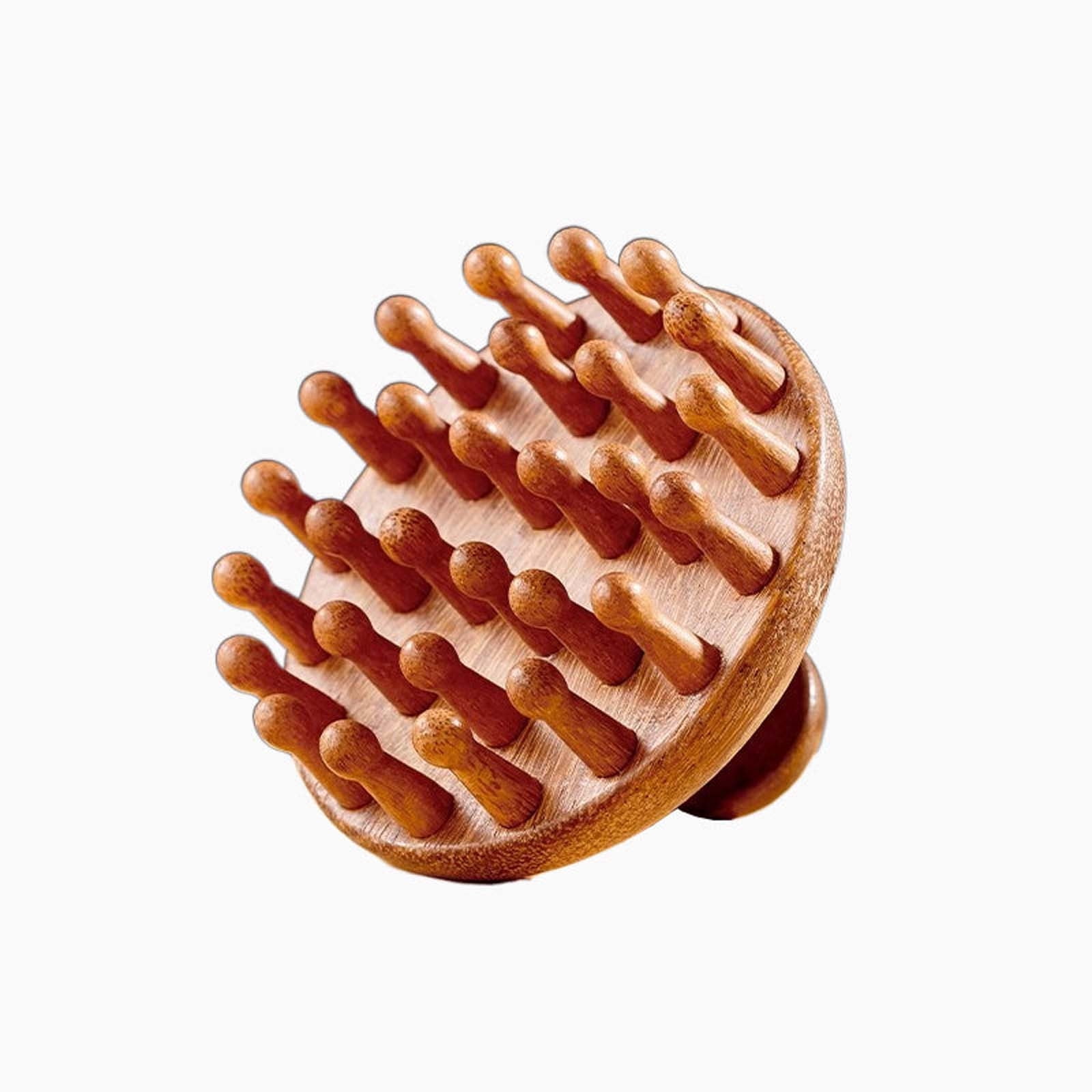 DAMAI 28 Teeth Natural Sandalwood Head Massager - Round Wooden Scalp ...