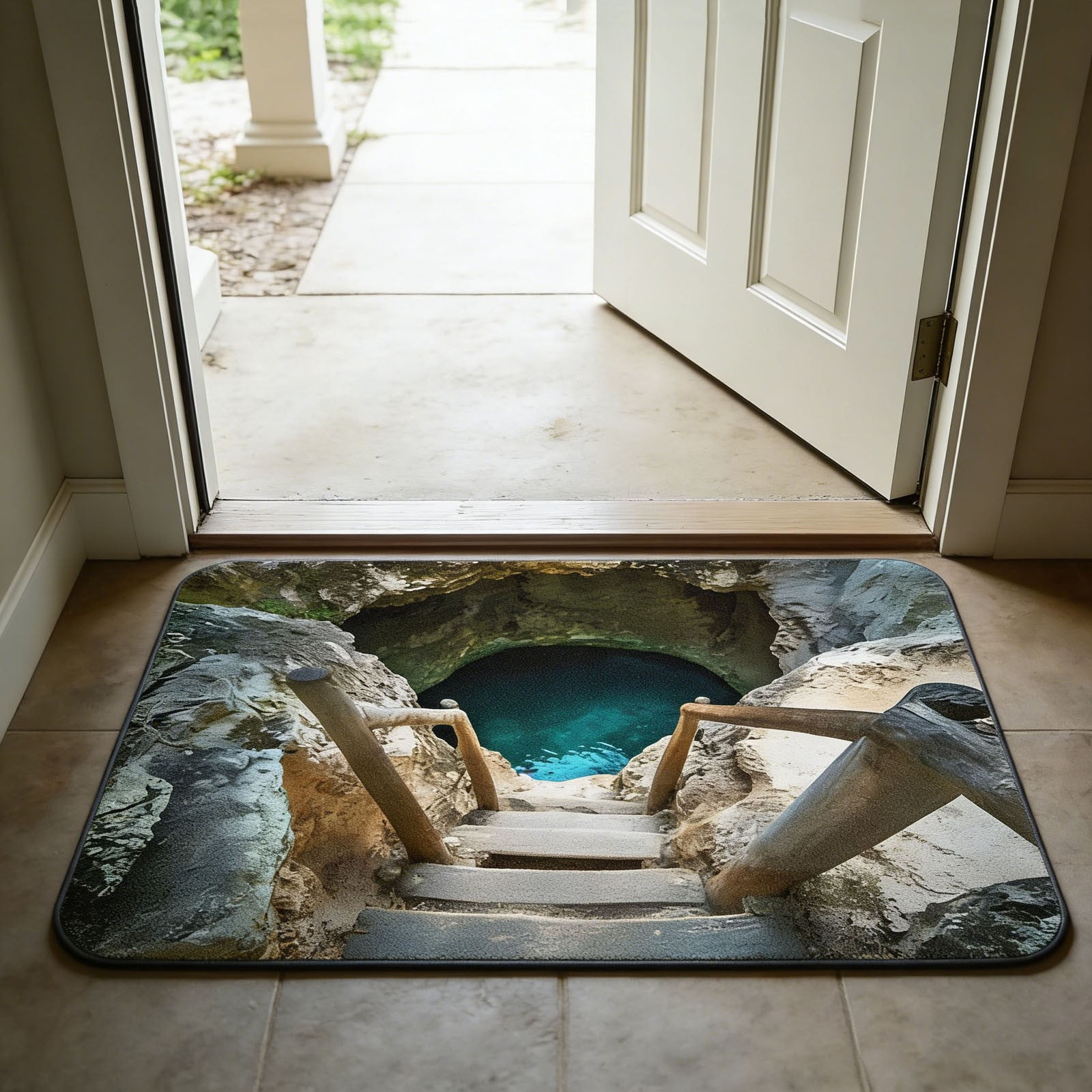 DAMAI 3D Optical Illusion Rug - Realistic Trap Visual Effect Carpet ...
