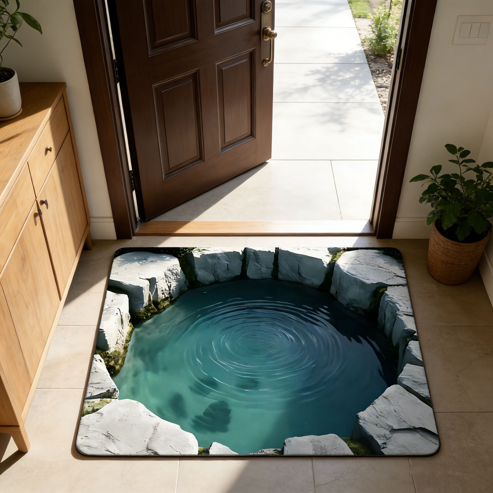 DAMAI 3D Optical Illusion Rug - Realistic Trap Visual Effect Carpet ...