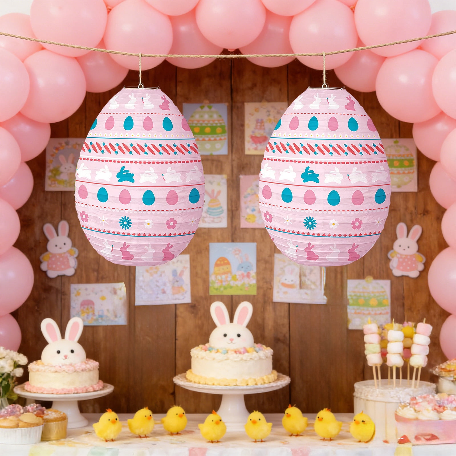 DAMAI 5 Pcs Easter Paper Lanterns Egg Shaped Party Decorations 11.8 ...