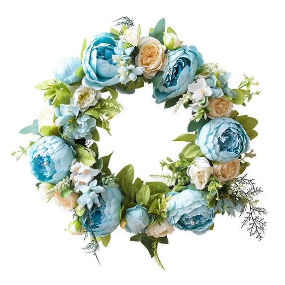 DAMAI Artificial Peony Flower Wreath, Handmade Floral Wreath Fake Peony ...