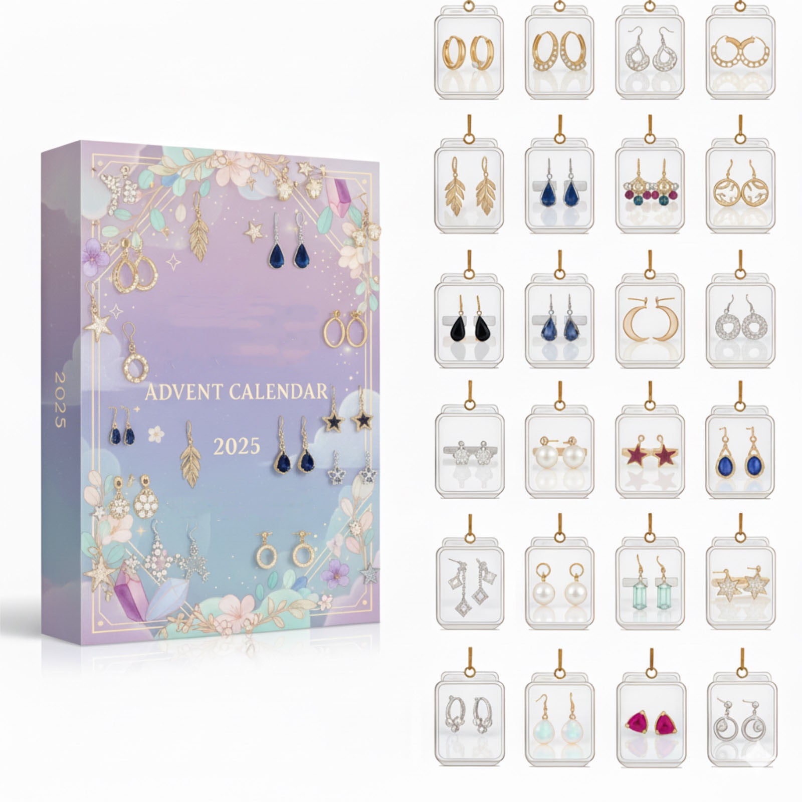 DAMAI Beautiful Earrings Advent Calendar 2025, 24 Days Christmas ...
