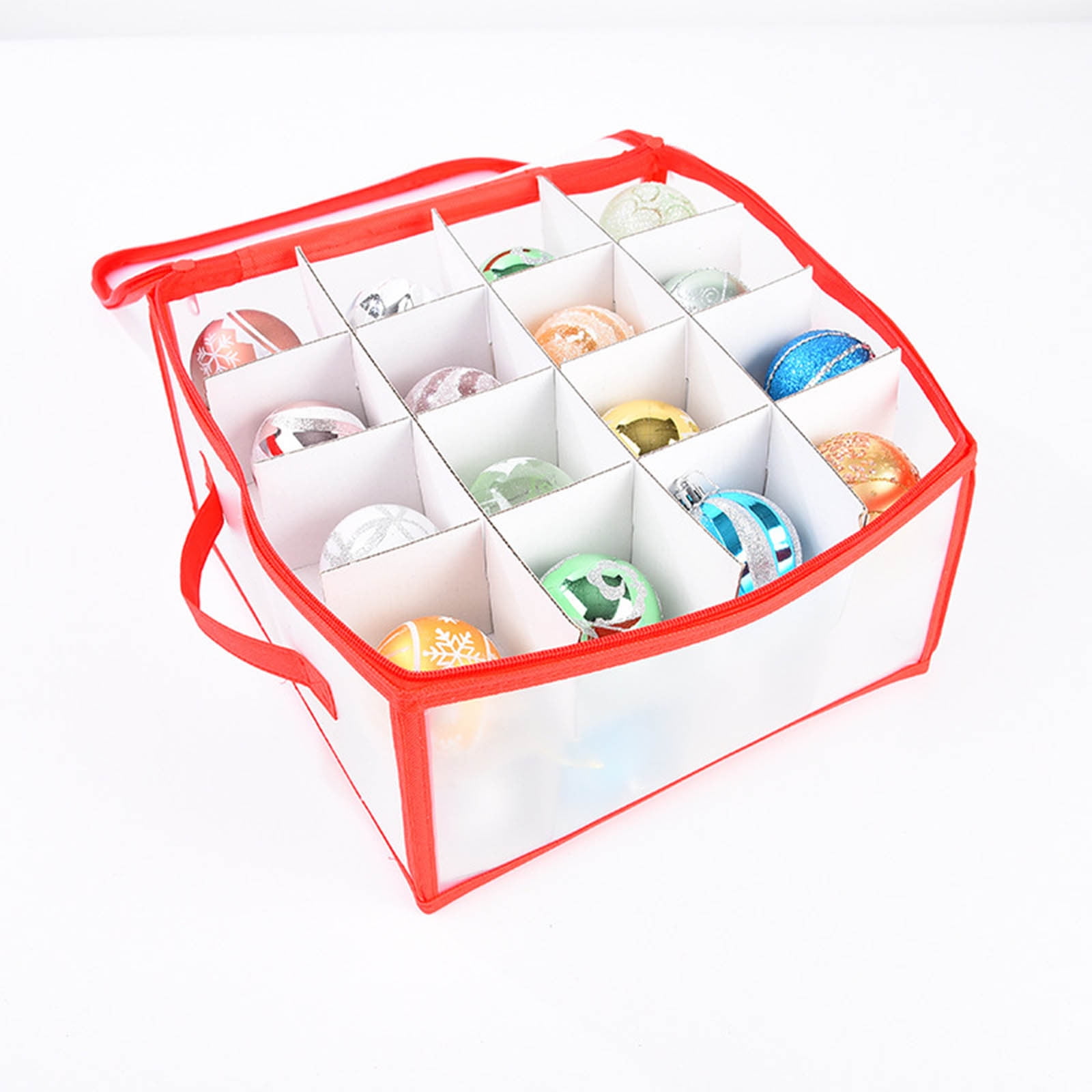 DAMAI Christmas Ornament Storage Box with Adjustable Dividers, Easy ...