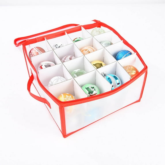 DAMAI Christmas Ornament Storage Box with Adjustable Dividers, Easy ...