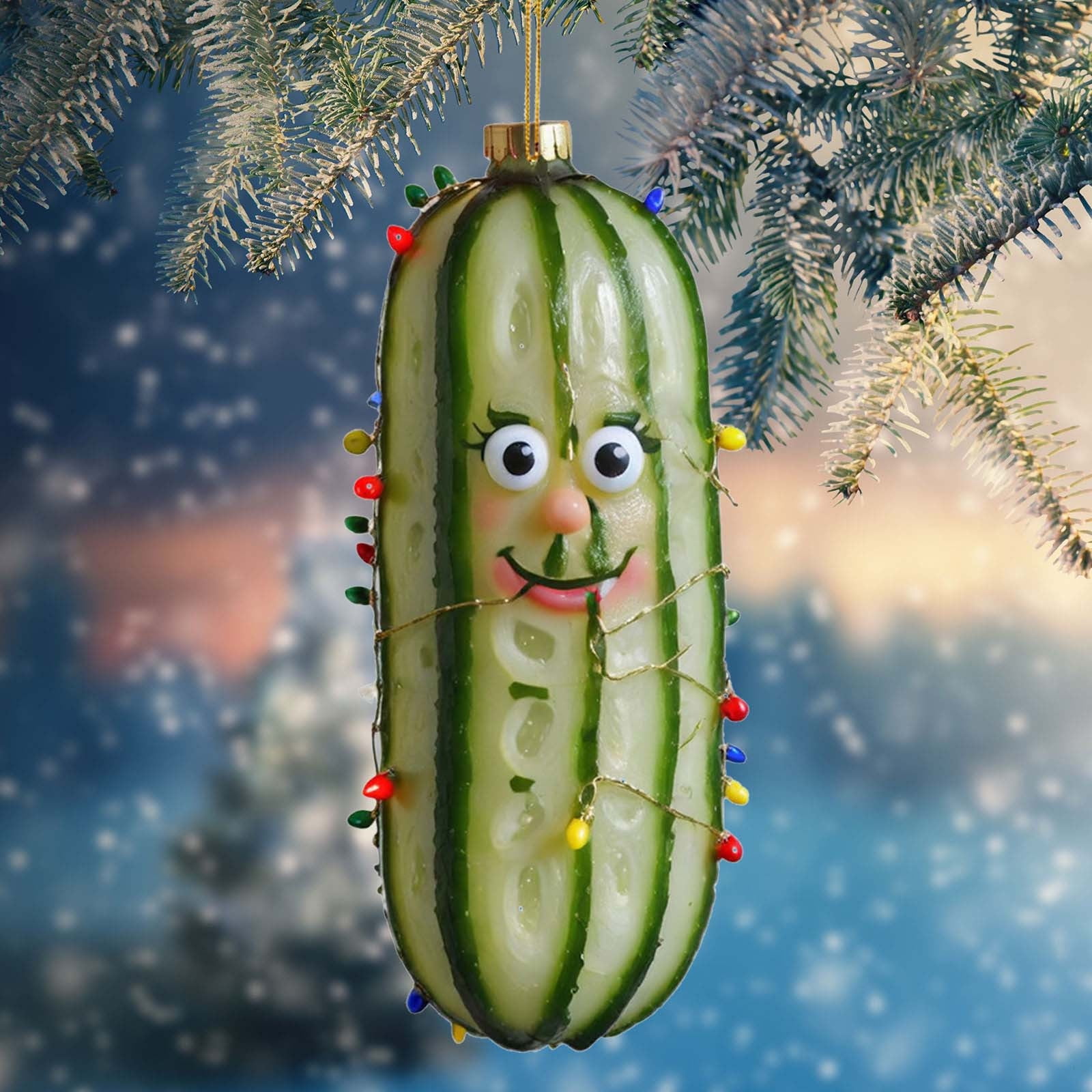 DAMAI Christmas Pickle Theme Hanging, Christmas Mini Cucumber Pendant ...
