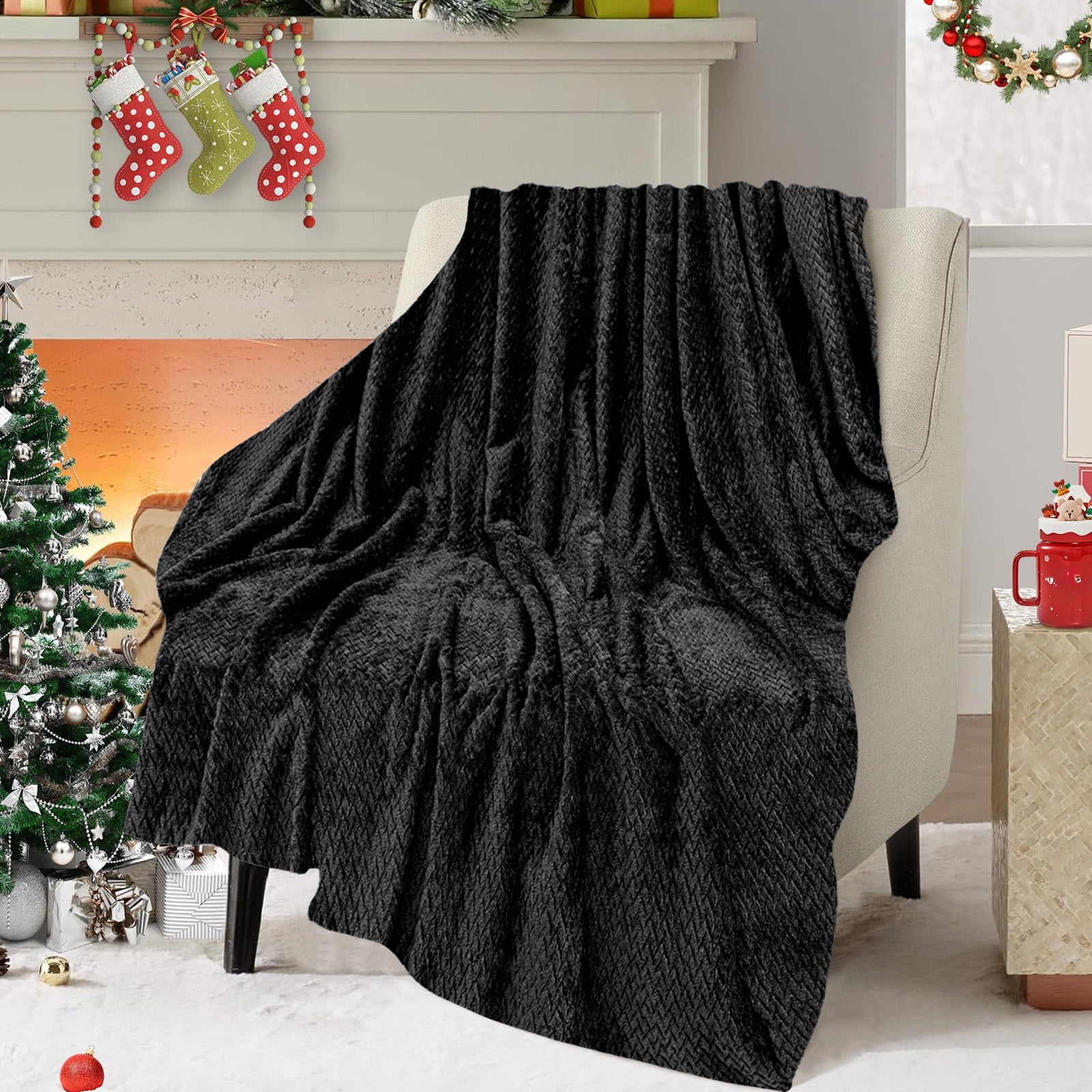 DAMAI Christmas Solid Color Super Soft Throw Blanket Linen Premium ...