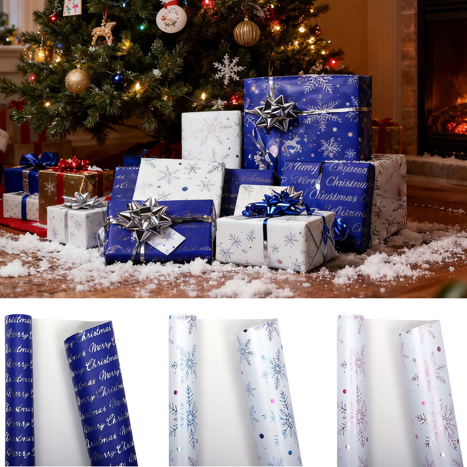 DAMAI Christmas Wrapping Paper Jumbo Rolls,Gold-Foil Christmas Wrapping ...