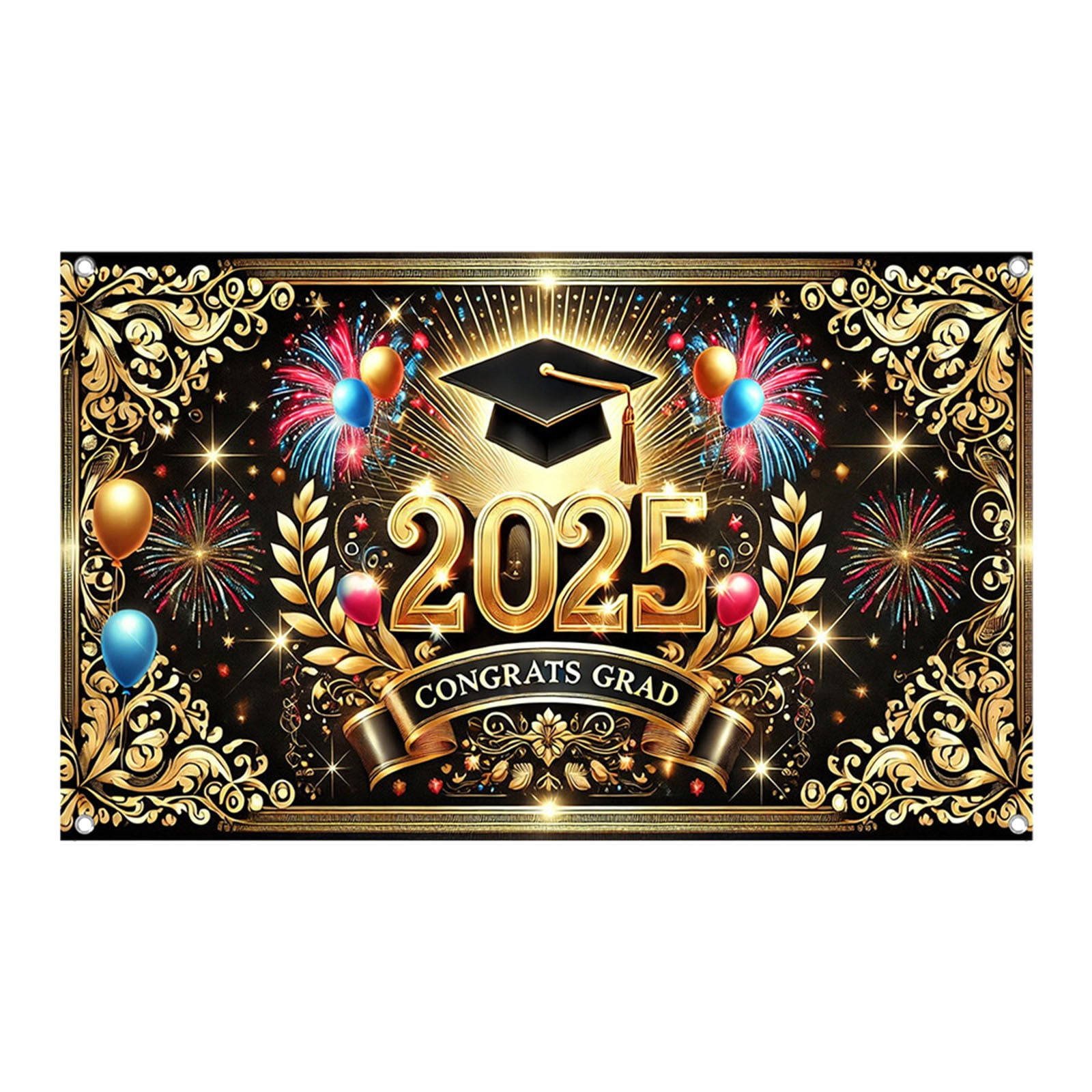 DAMAI Congrats Grad Backdrop Gold Graduation Party Backdrop for ...