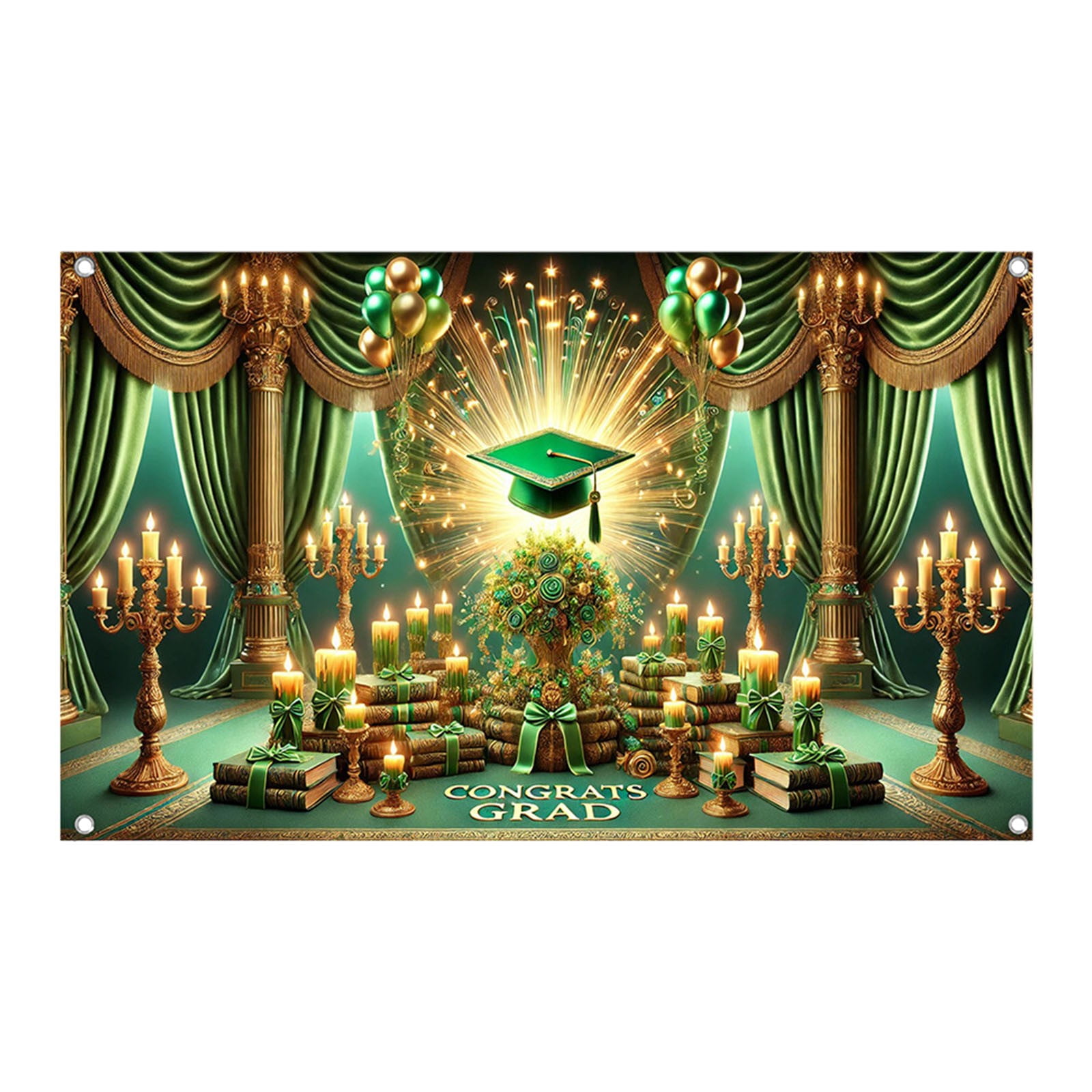 DAMAI Congrats Grad Backdrop Gold Graduation Party Backdrop for ...