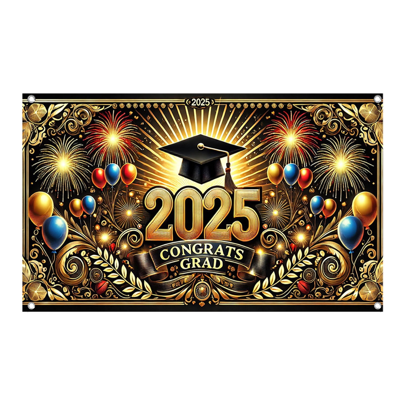 DAMAI Congrats Grad Backdrop Gold Graduation Party Backdrop for ...