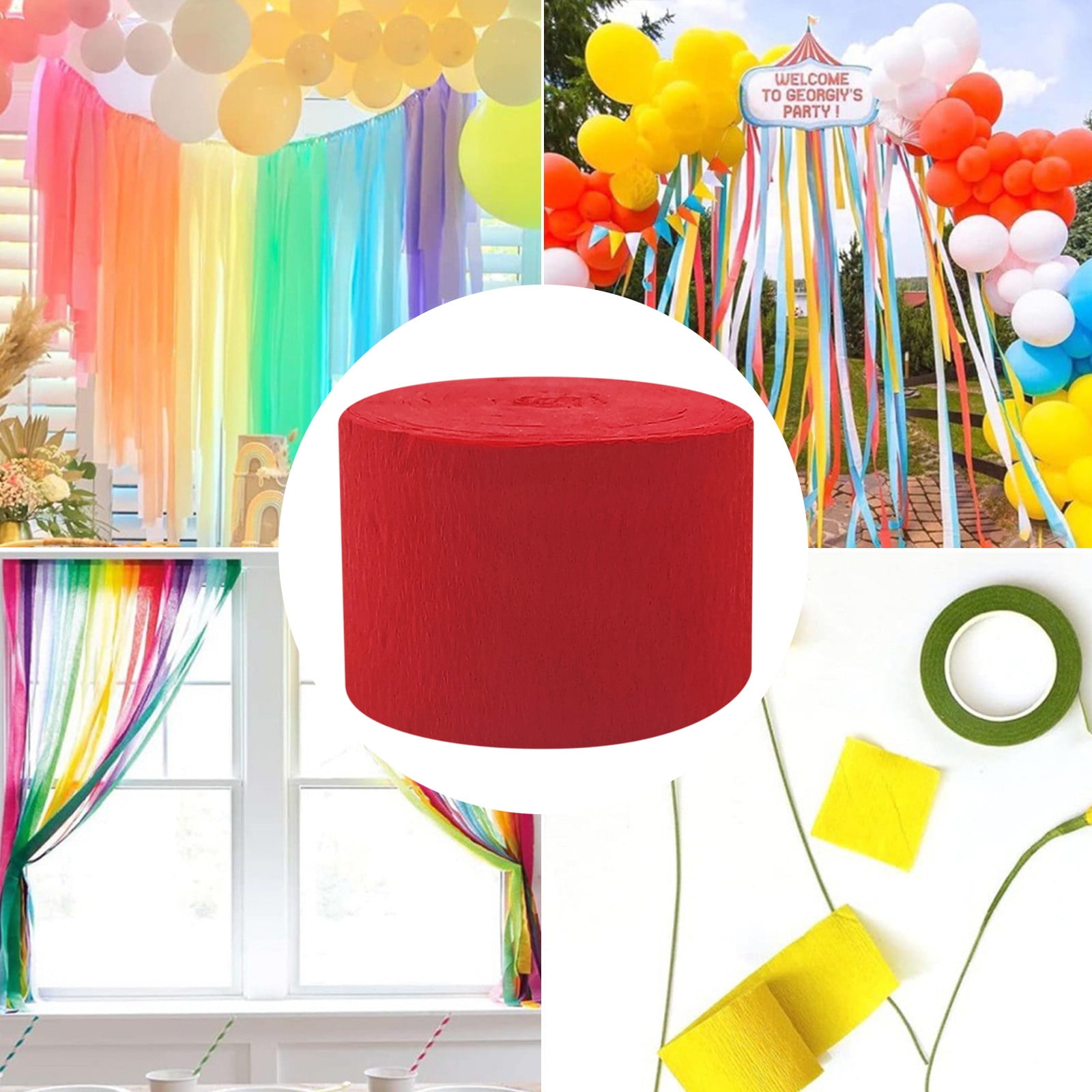 DAMAI Crepe Paper Roll,1.8 Inch x 82 Feet Long Crepe Paper Sheet,Bright ...