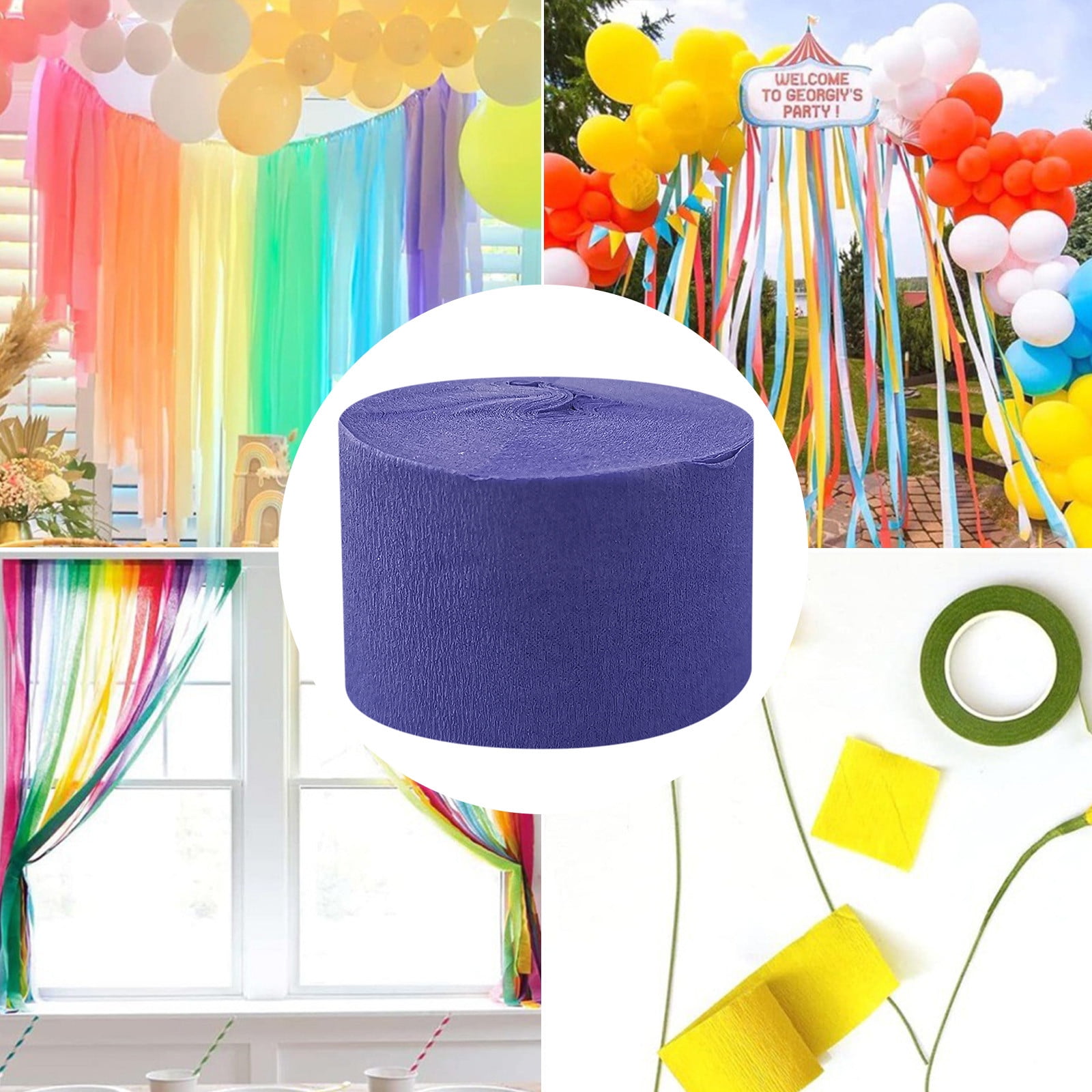 DAMAI Crepe Paper Roll,1.8 Inch x 82 Feet Long Crepe Paper Sheet,Bright ...