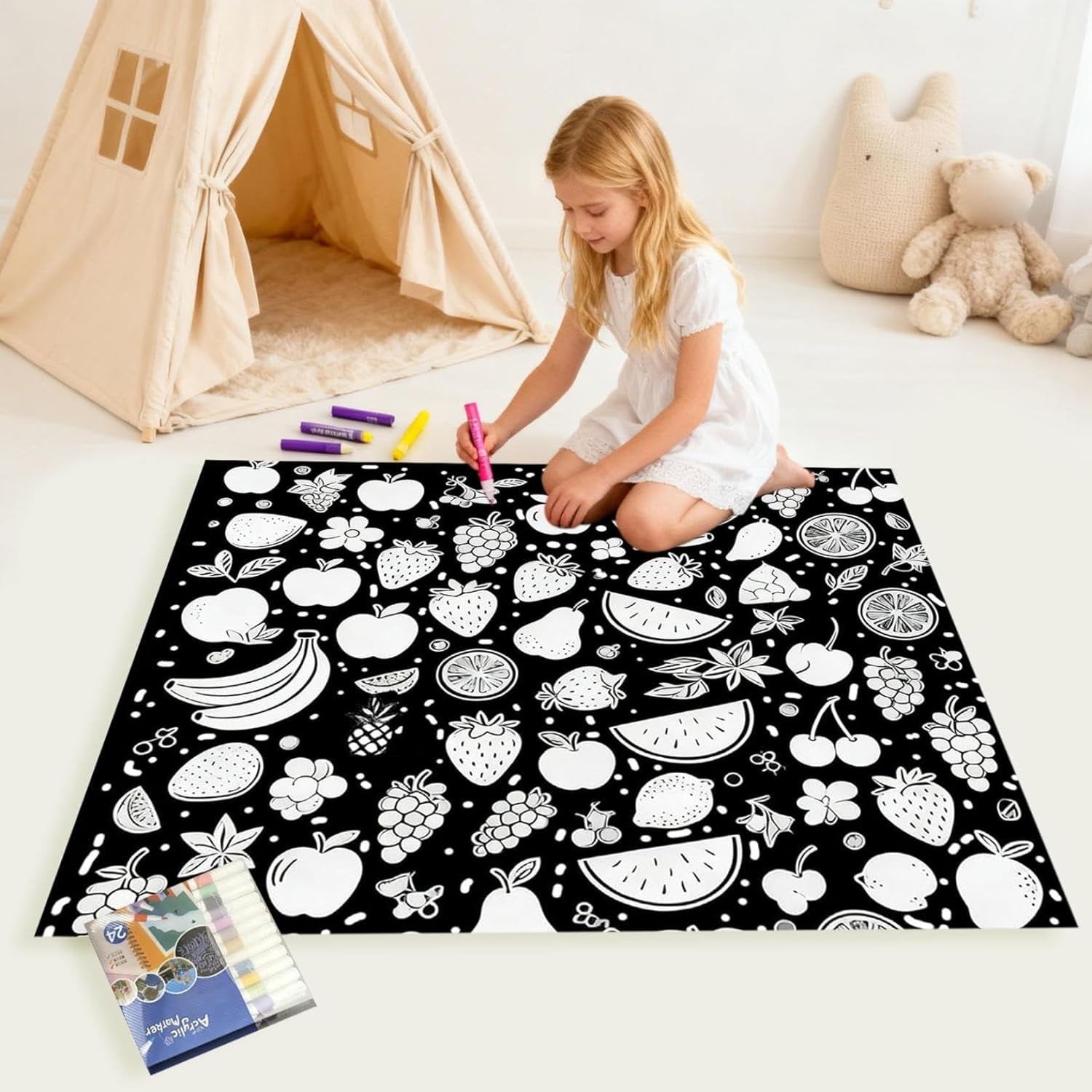 DAMAI DIY Coloring Blanket with Markers, Color Your Own Blankets, 50x60 ...