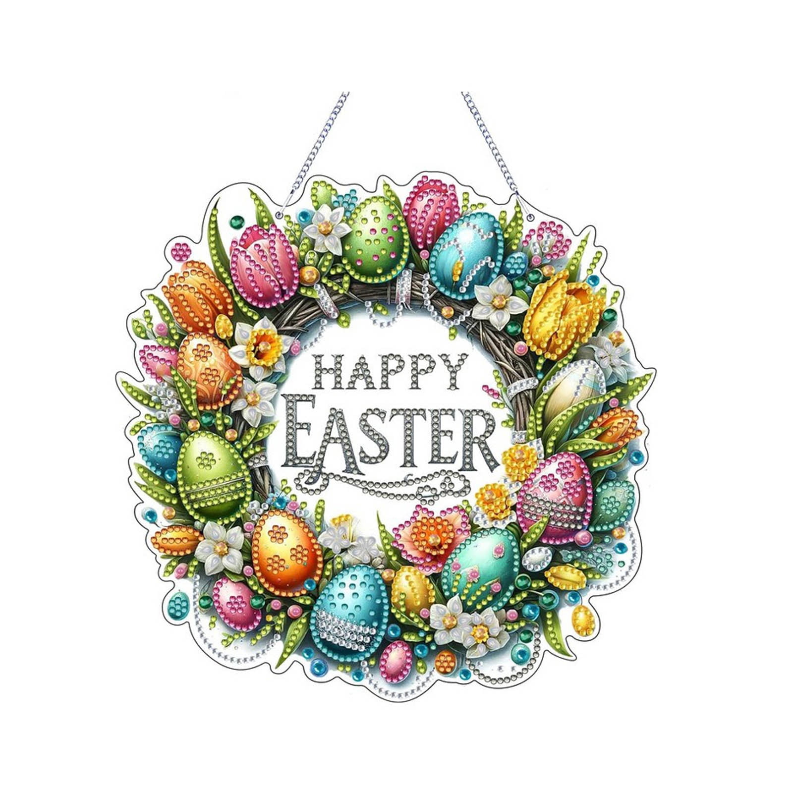 DAMAI Diamond Art Easter Window Pictures Door Wreath, Diamond Drawing ...