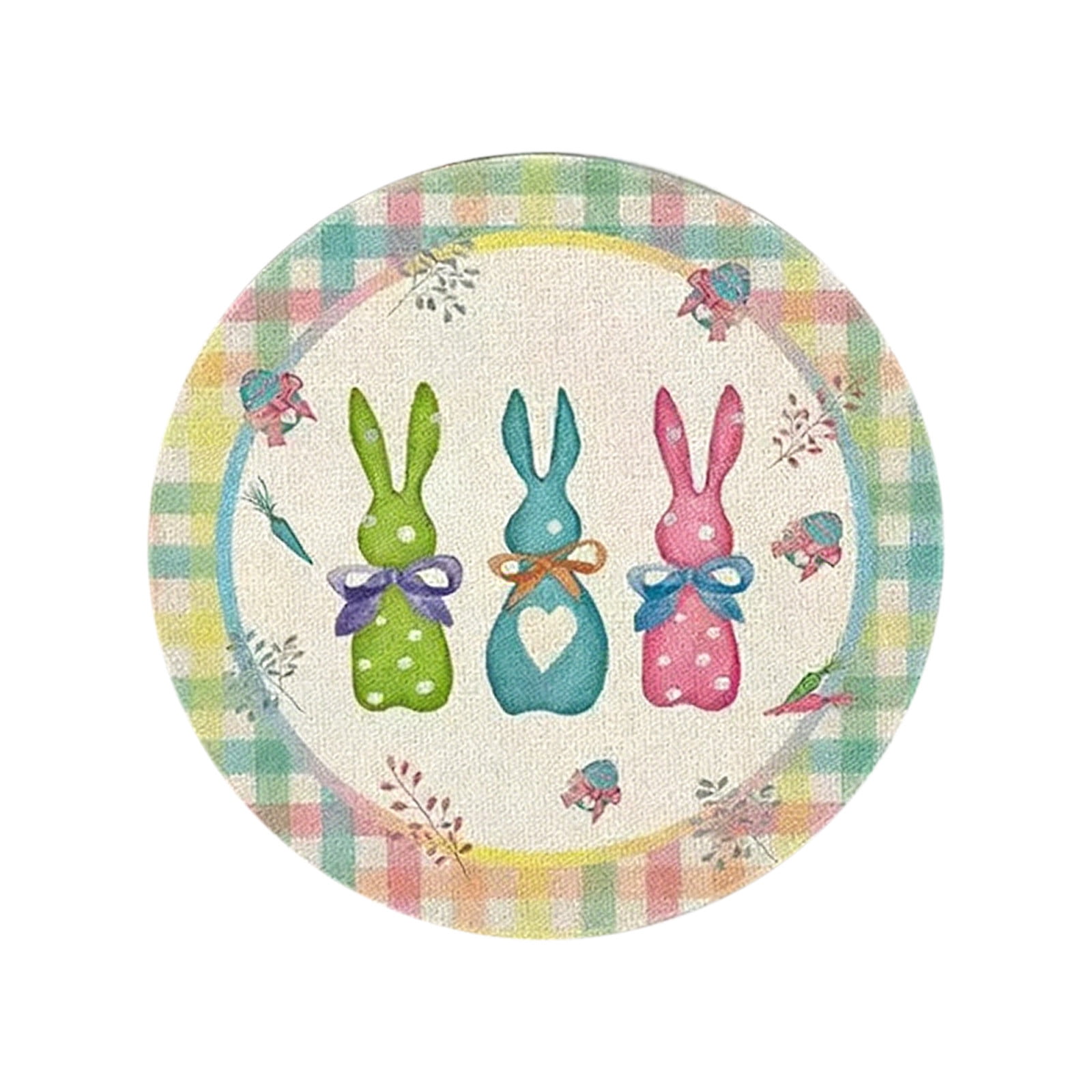 DAMAI Easter Round Placemats, 14 Inch Bunnys Carrot Eggs Spring ...