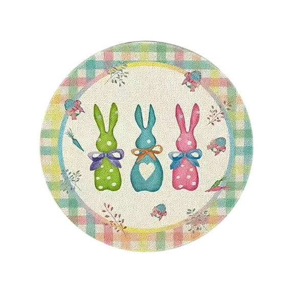 DAMAI Easter Round Placemats, 14 Inch Bunnys Carrot Eggs Spring ...