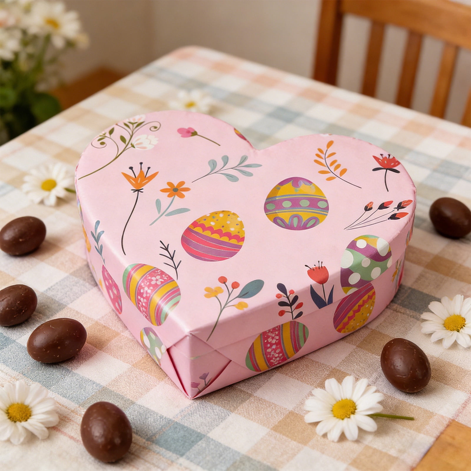 DAMAI Easter Wrapping Paper Roll, Cute Bunny with Egg& Flower Design ...