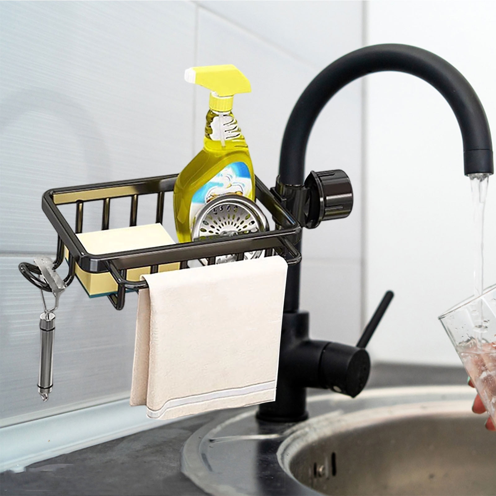 DAMAI Faucet Storage Rack Cloth Storage No Punching Can Hollowed Out ...