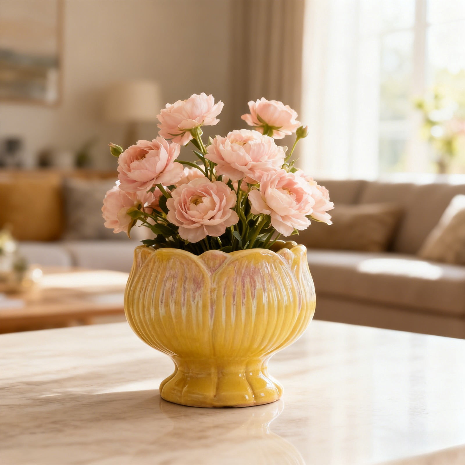 DAMAI Gradient Petals Pattern Flower Succulent Pots, Ceralics Succulent ...