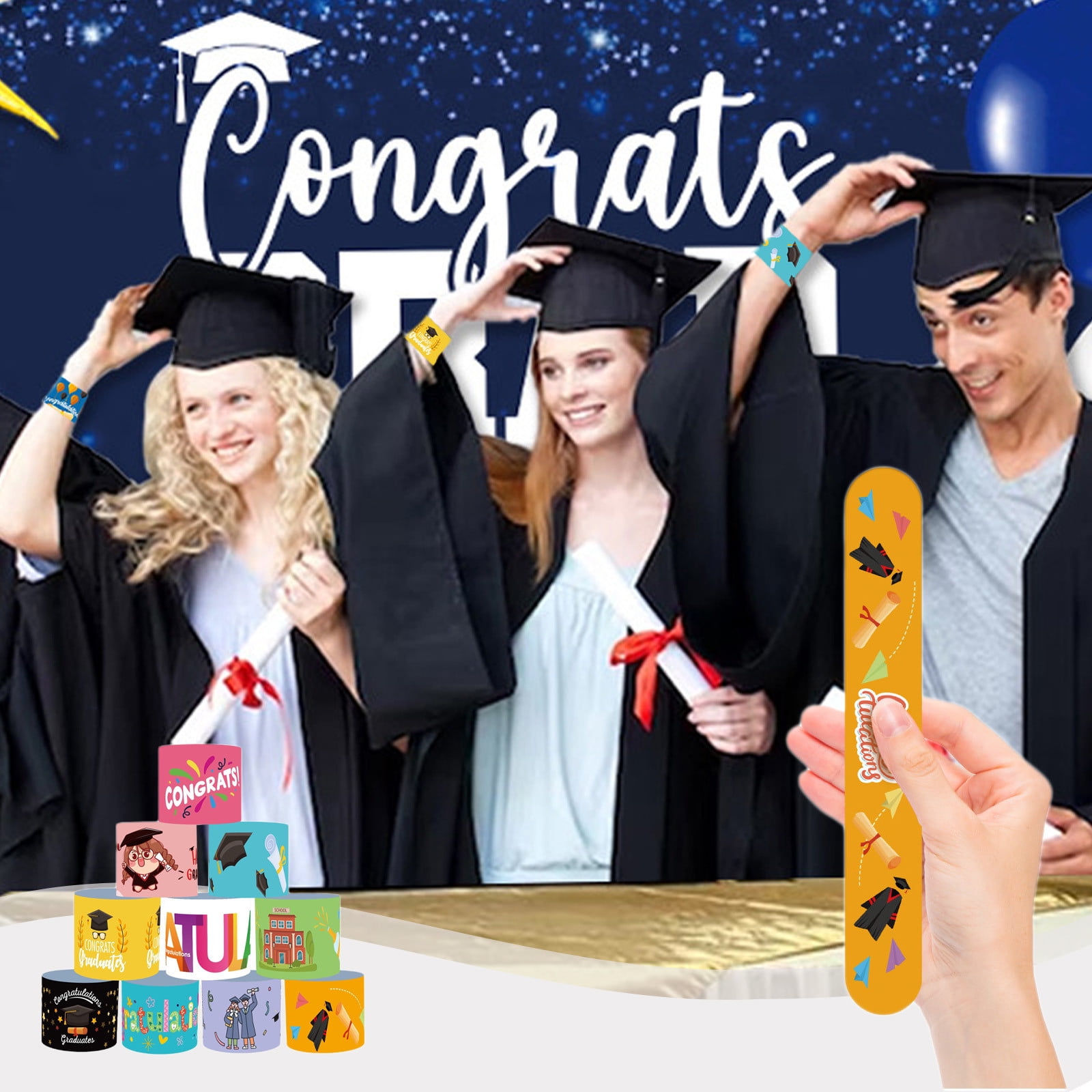 DAMAI Graduation Party Favors Set - 12 Slap Bracelets for Kids, Perfect ...