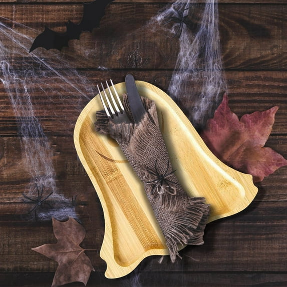 DAMAI Halloween Wooden Pumpkin Ghost Dinner Plate,Cheese Platter Tray ...