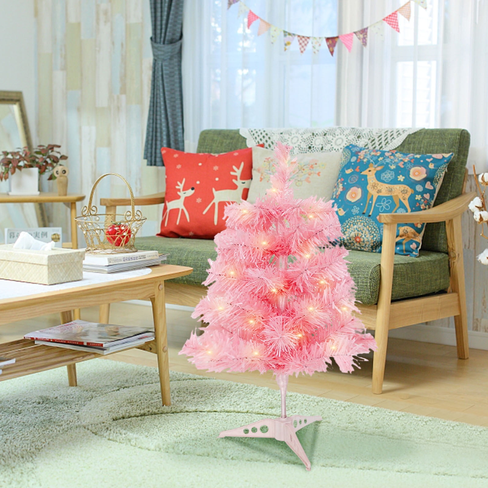 DAMAI LED Christmas Tree Hinged Spruce Artificial Holiday Christmas ...