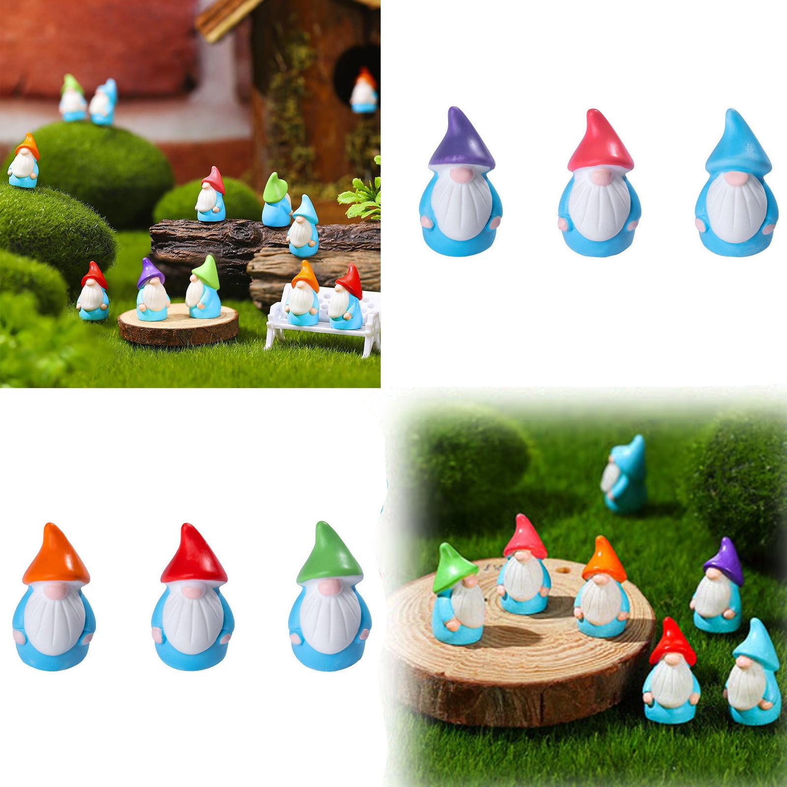 DAMAI Mini Resin Gnomes Bulk Tiny Fairy Statues Miniature Gnome ...