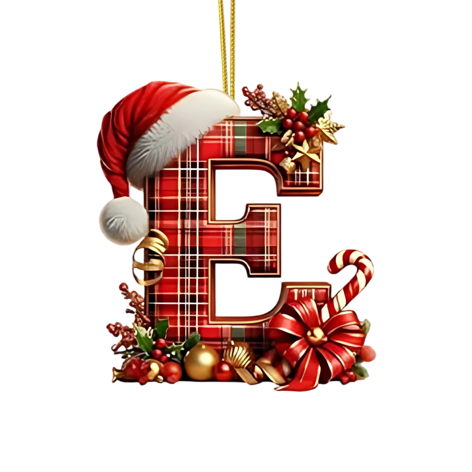 DAMAI Red Buffalo pattern Initials Christmas Ornaments for Tree, 2D ...