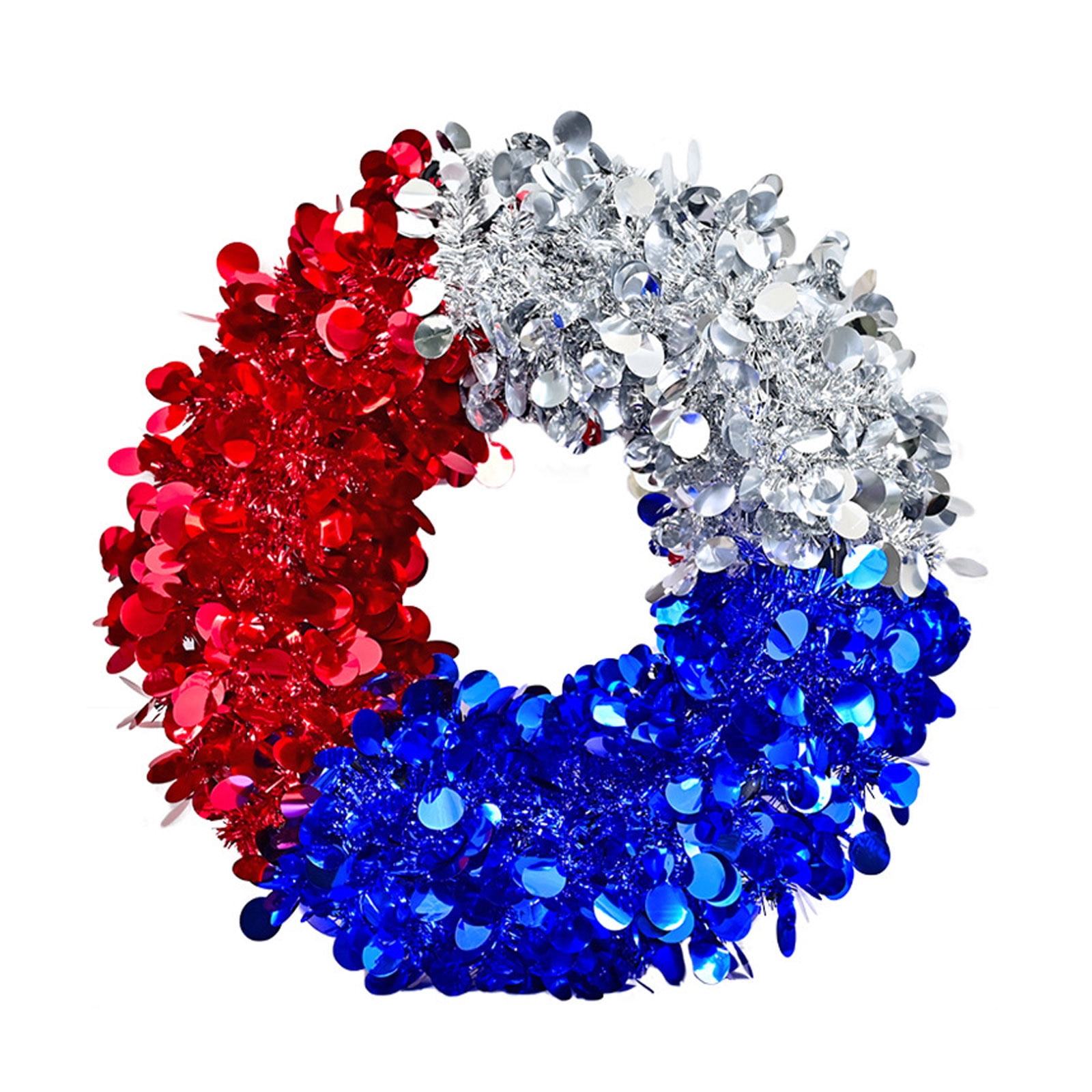 DAMAI Red White Blue Sequin Star Wreath, Fluffy Patriotic Hero ...