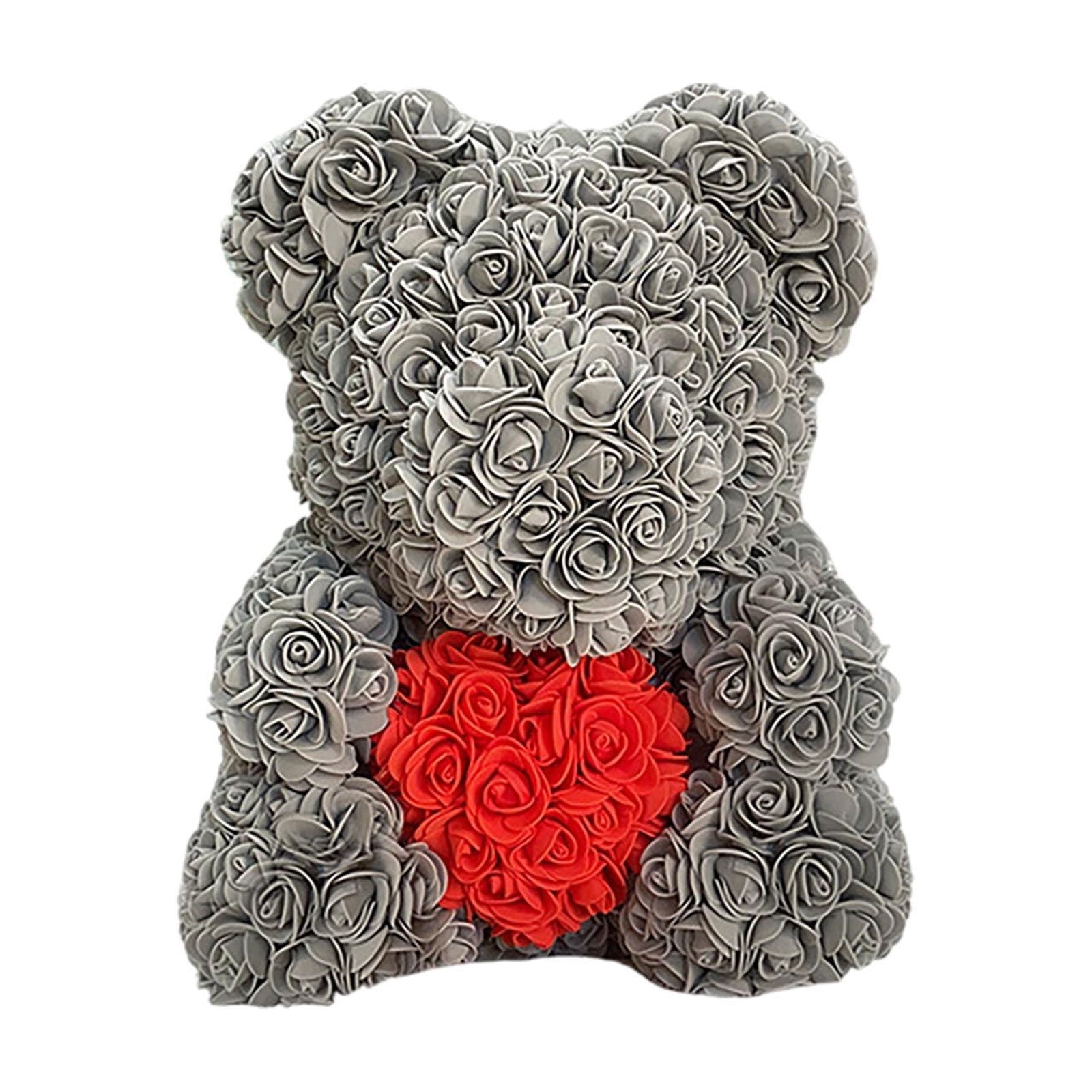 DAMAI Rose Bear Gifts for Valentines, 10 inch Handmade Rose Bear with ...