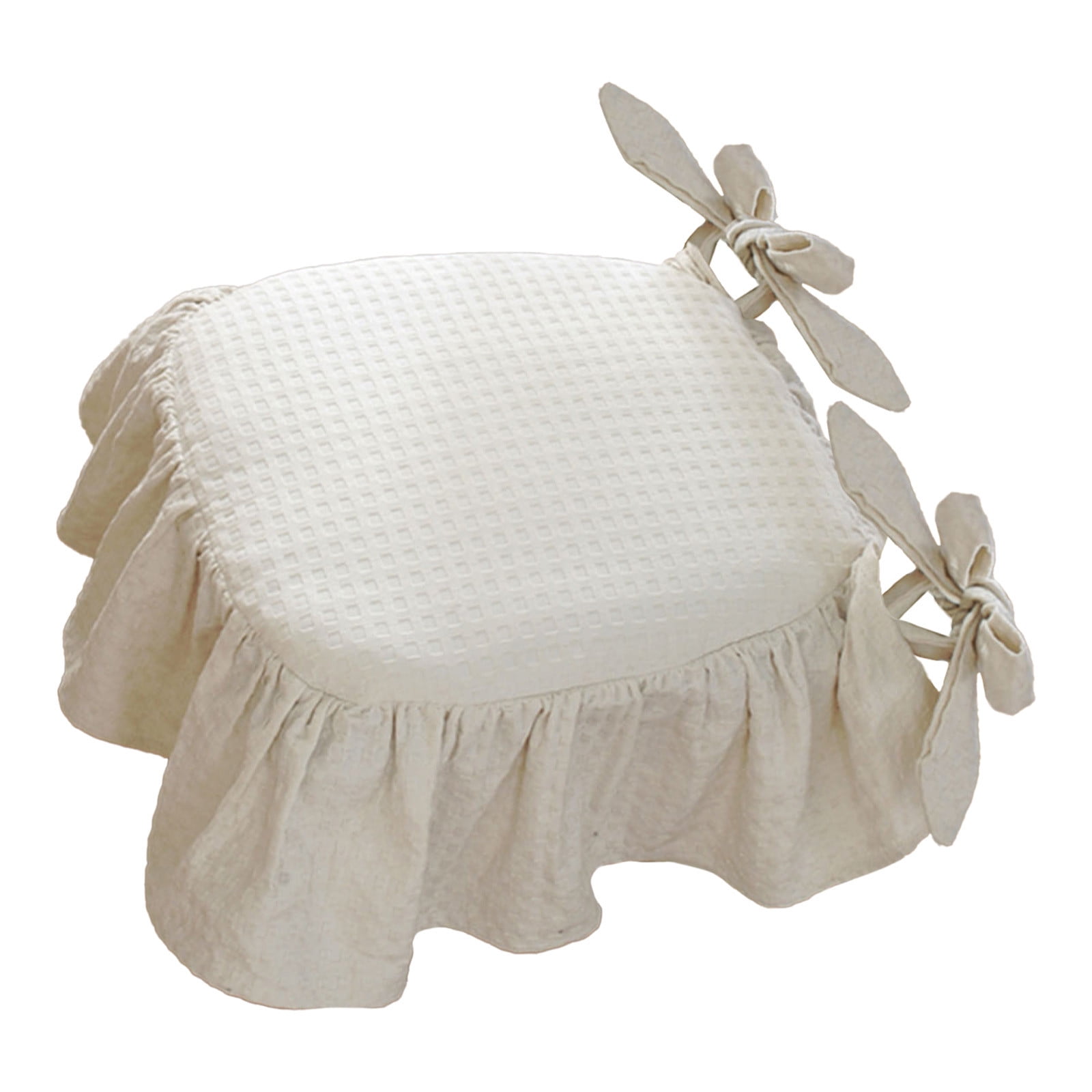 DAMAI Ruffled Chair Cushion for Dining Chairs, French Cotton Simple ...