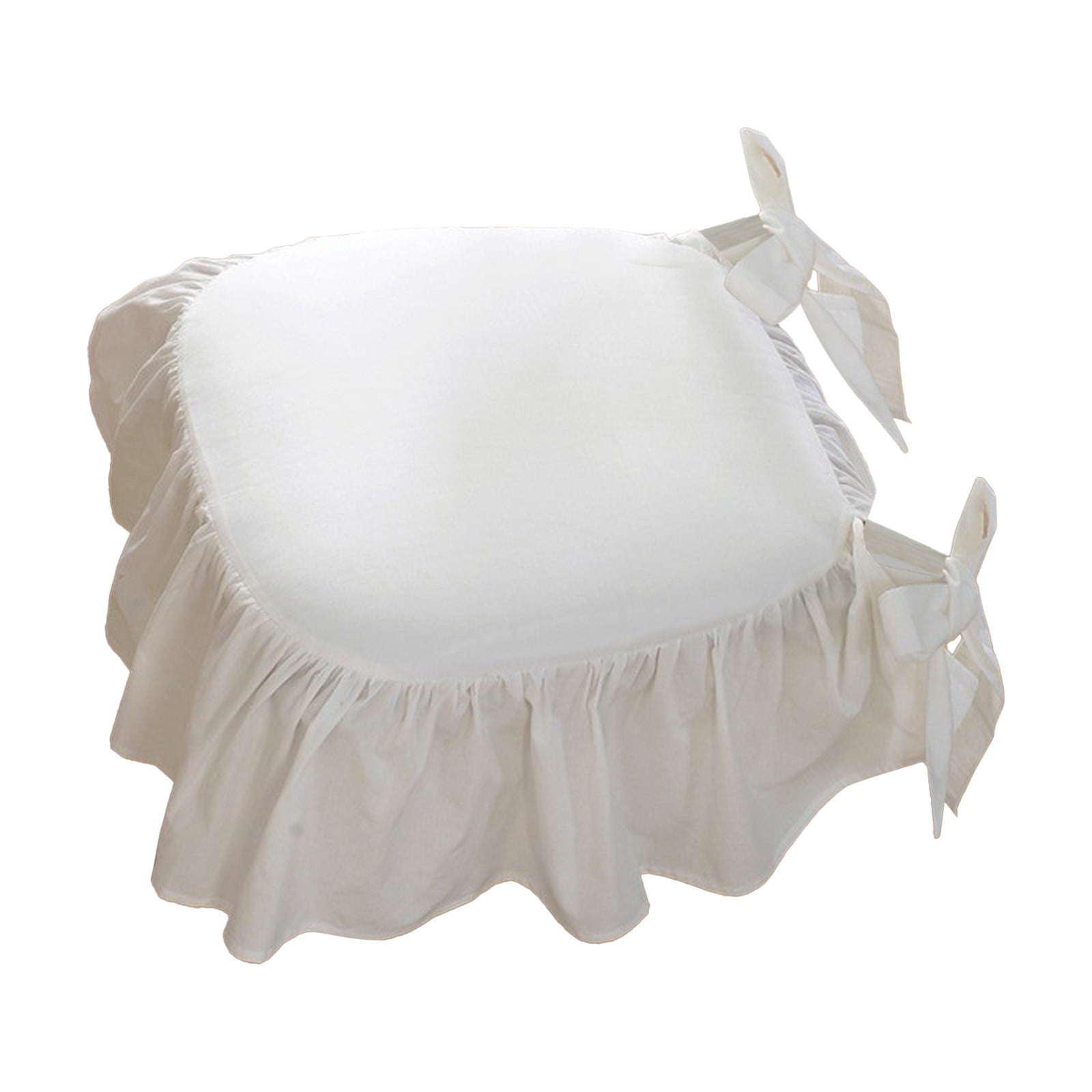 DAMAI Ruffled Chair Cushion for Dining Chairs, French Cotton Simple ...