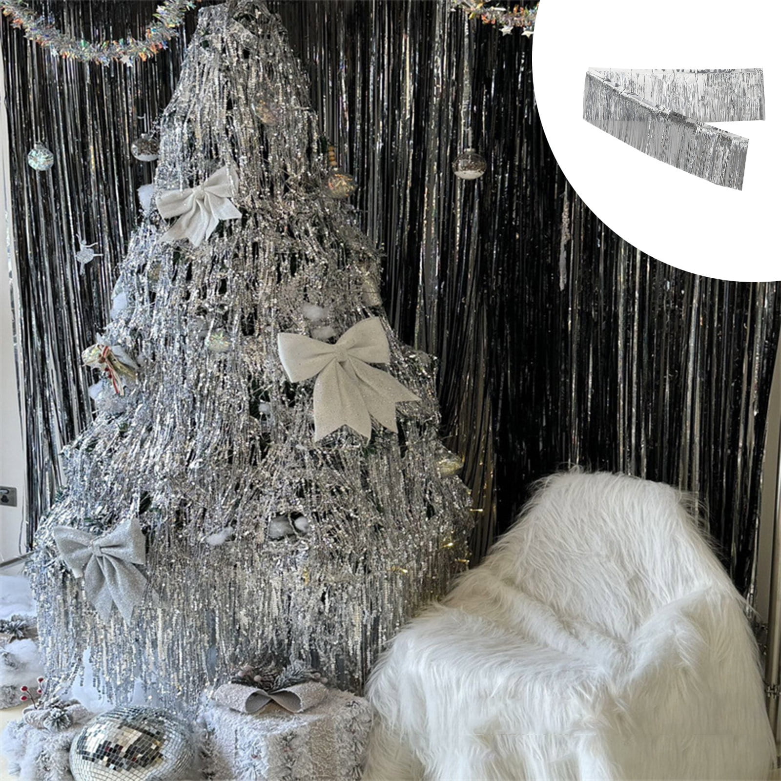 DAMAI Silver Christmas Decorations, Tinsel Garland Parade Float ...