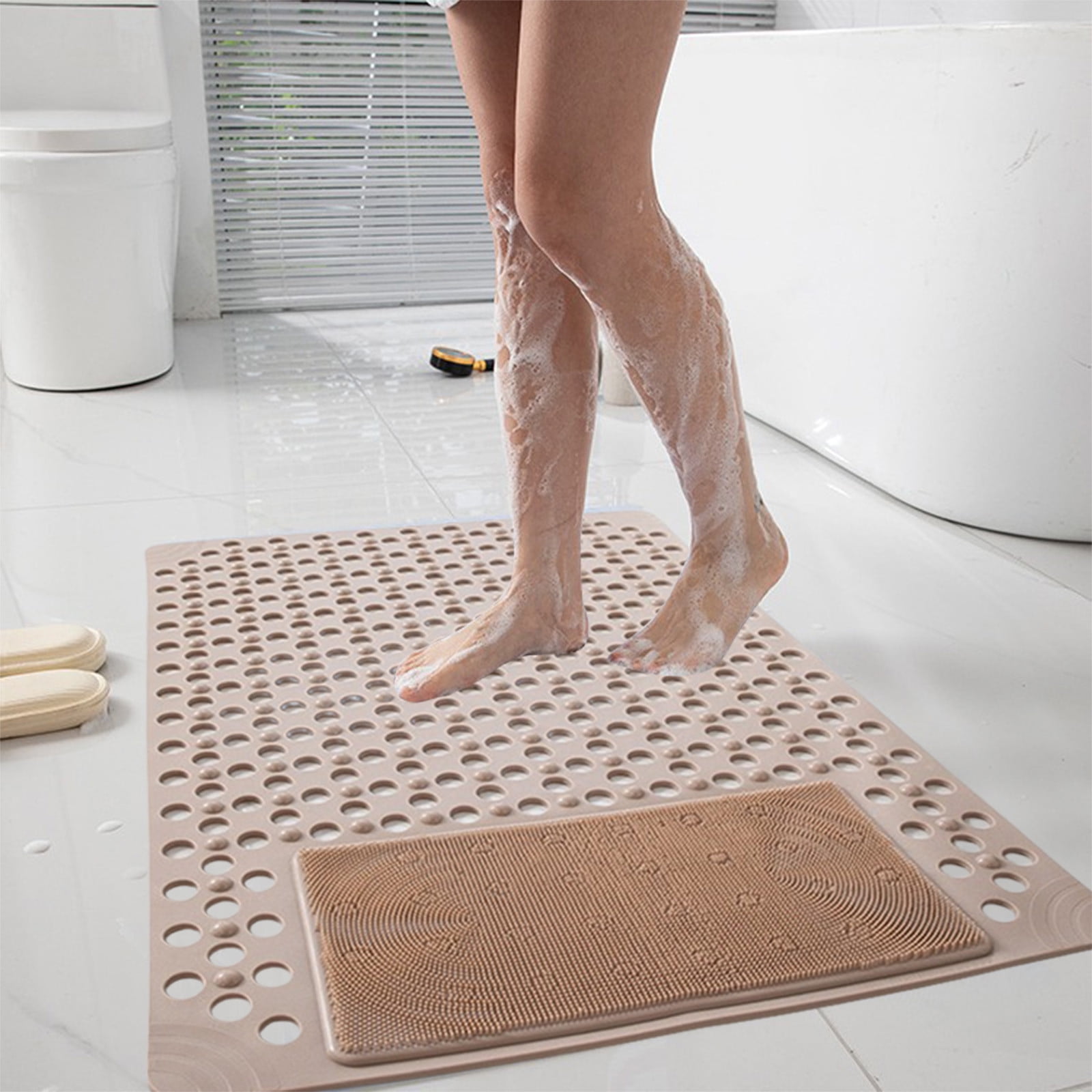 DAMAI Square Shower Stall Mat,Shower Mat with Drain Holes Suction Cups ...