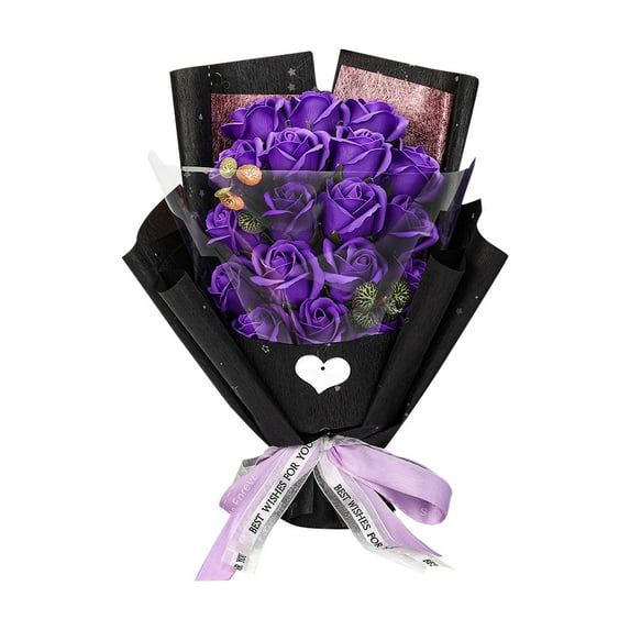 DAMAI Valentine's Day 18-Stem Artificial Rose Soap Flower Bouquet ...