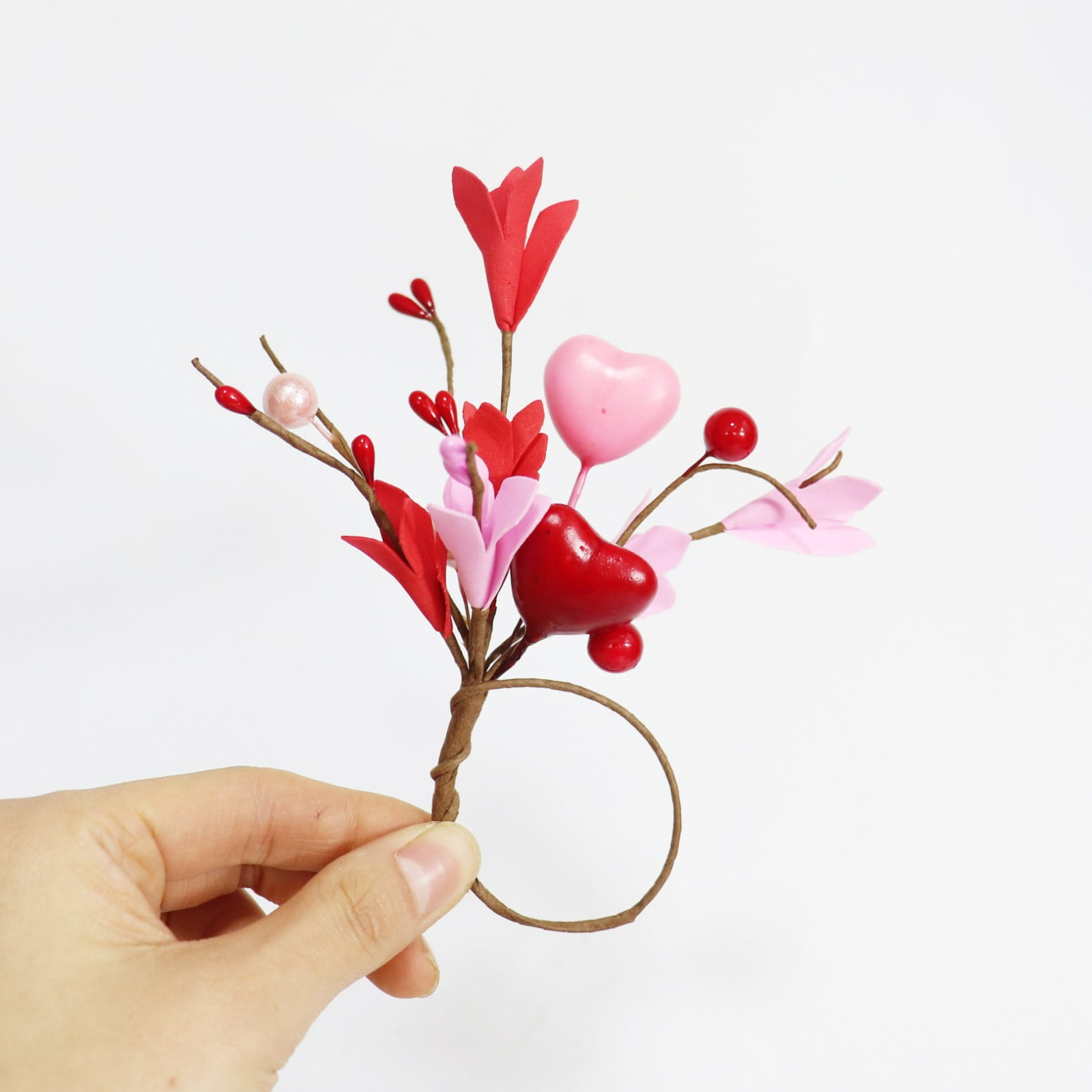 DAMAI Valentine's Day Heart Napkin Rings Artificial Pink red Heart ...