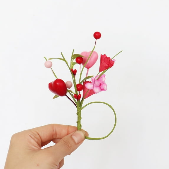 DAMAI Valentine's Day Heart Napkin Rings Artificial Pink red Heart ...