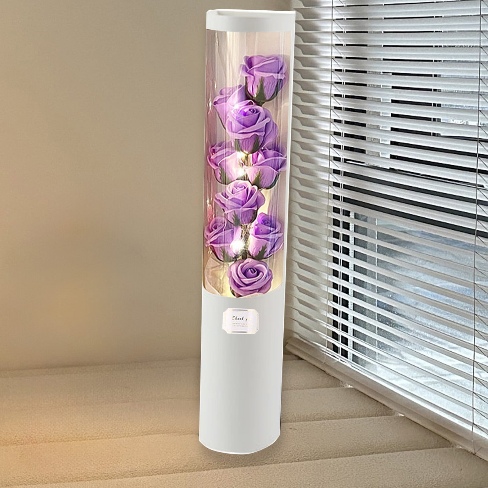 DAMAI Valentine's Day Rose Flower Bouquet with LED Lights, Flowers ...