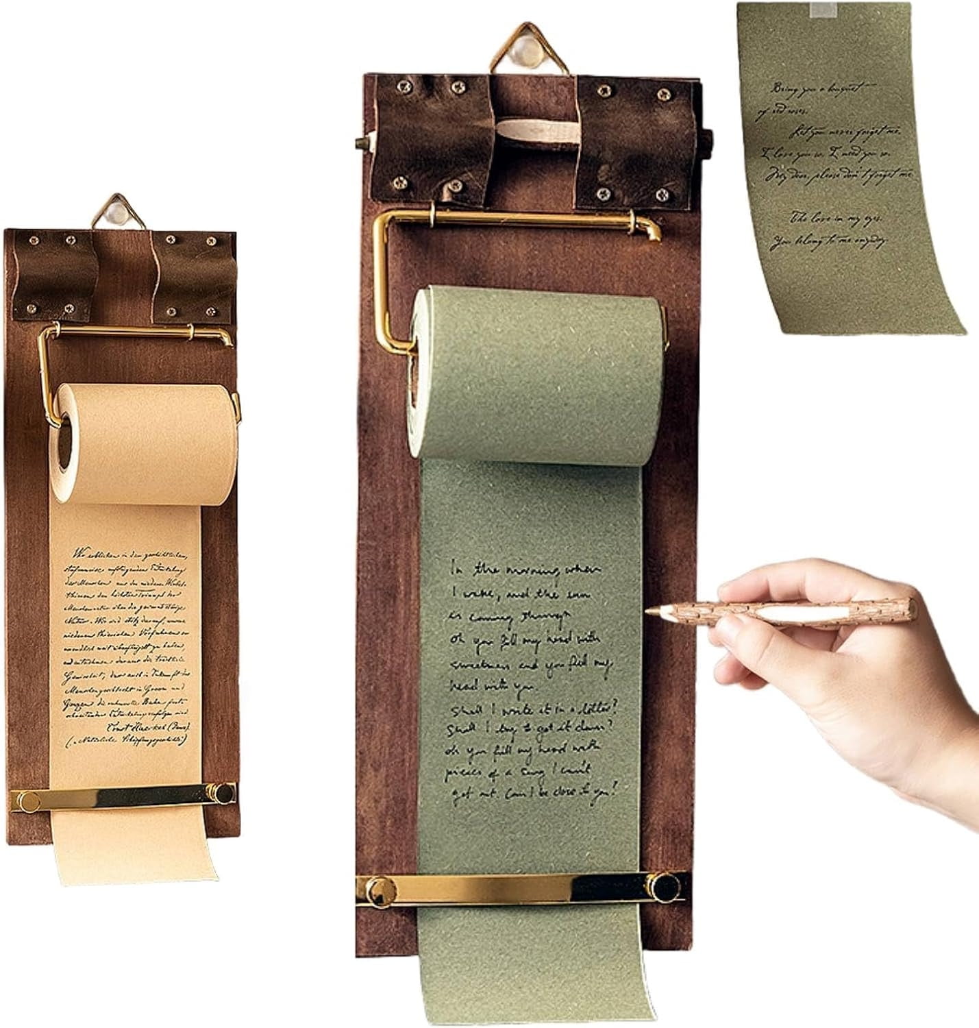 DAMAI Vintage Clipboard Hanging Memo Board, Refillable Kraft Paper Roll ...