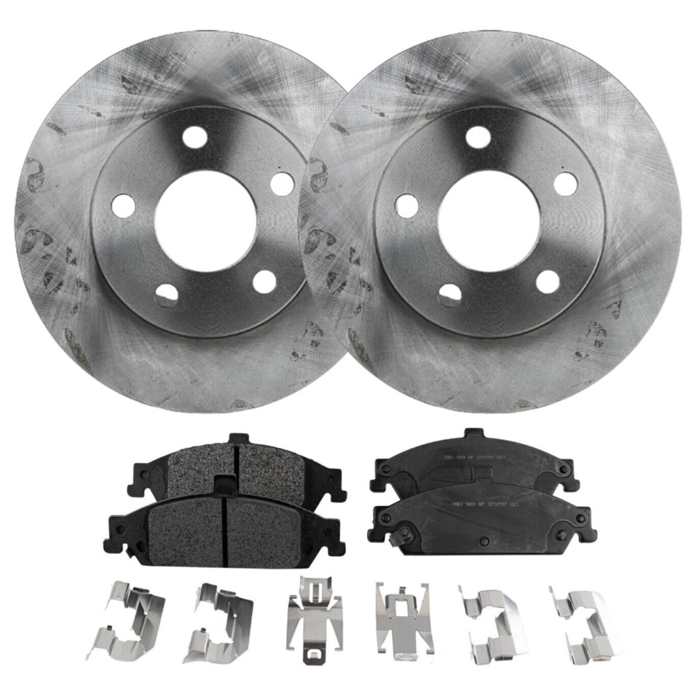 DAMAIJOY 2pcs Brake Disc and 4pcs Brake Pad Set Kit Front Side Plain ...