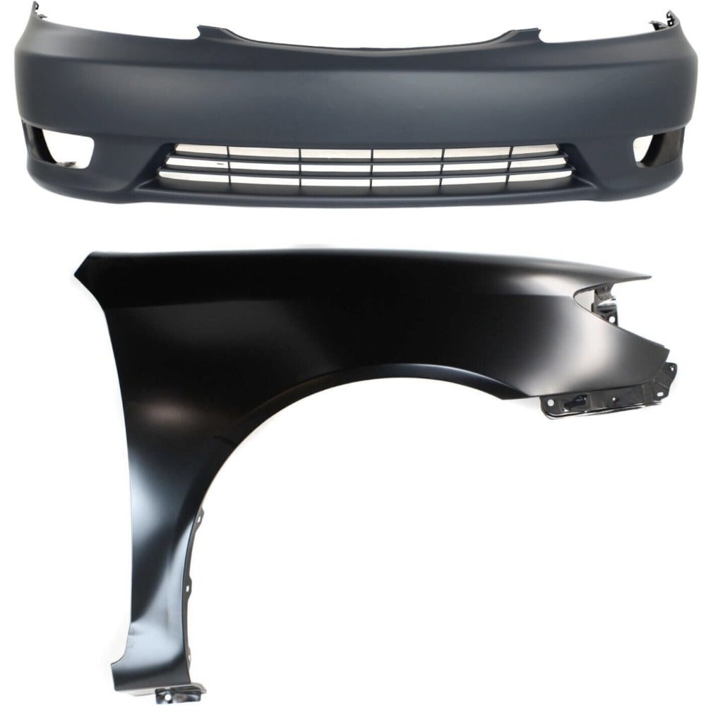 DAMAIJOY 2pcs Front Primed Bumper Cover Fascias with Quarter Panel with ...
