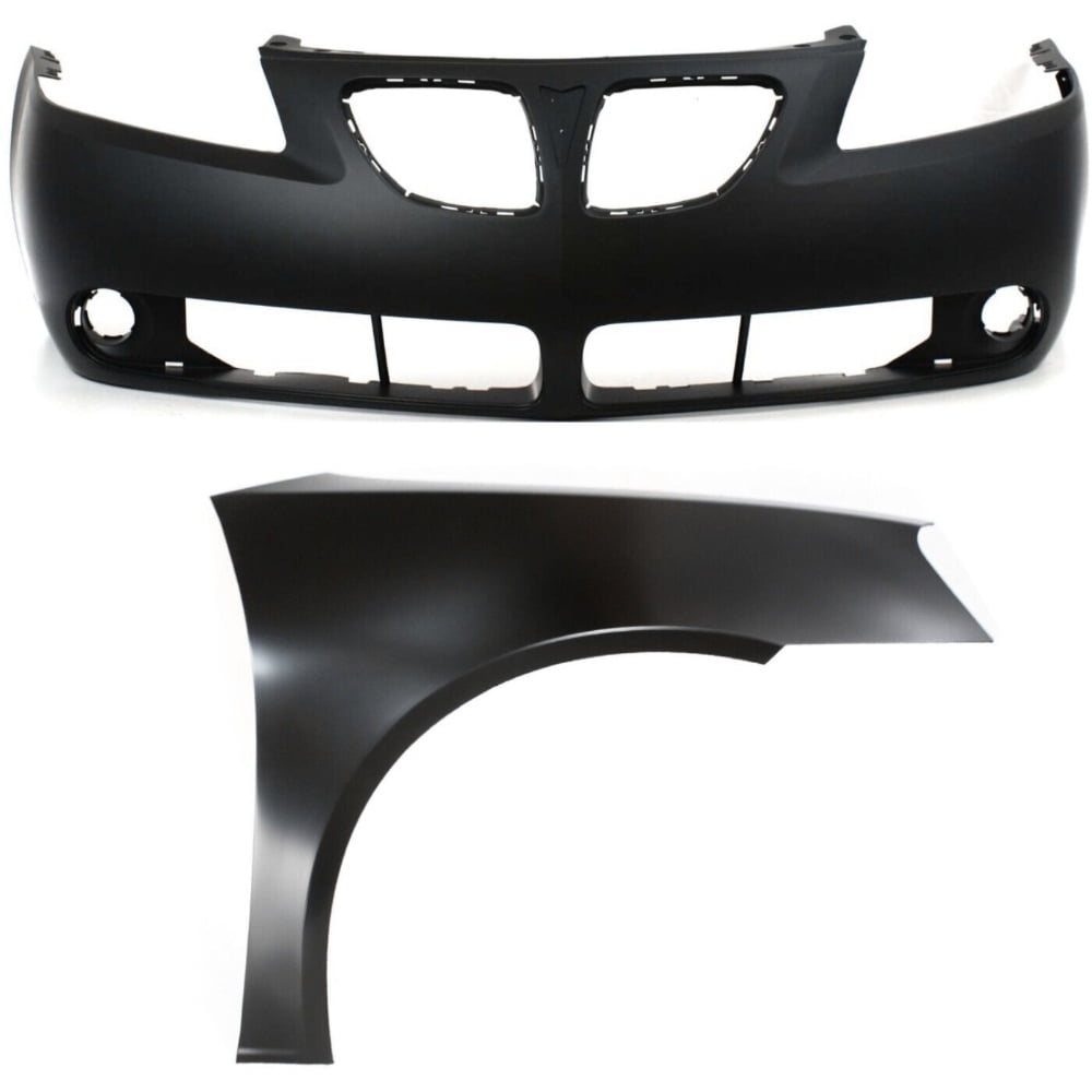 DAMAIJOY 2pcs Front Primed Bumper Cover Kit with Quarter Panel with Fog ...